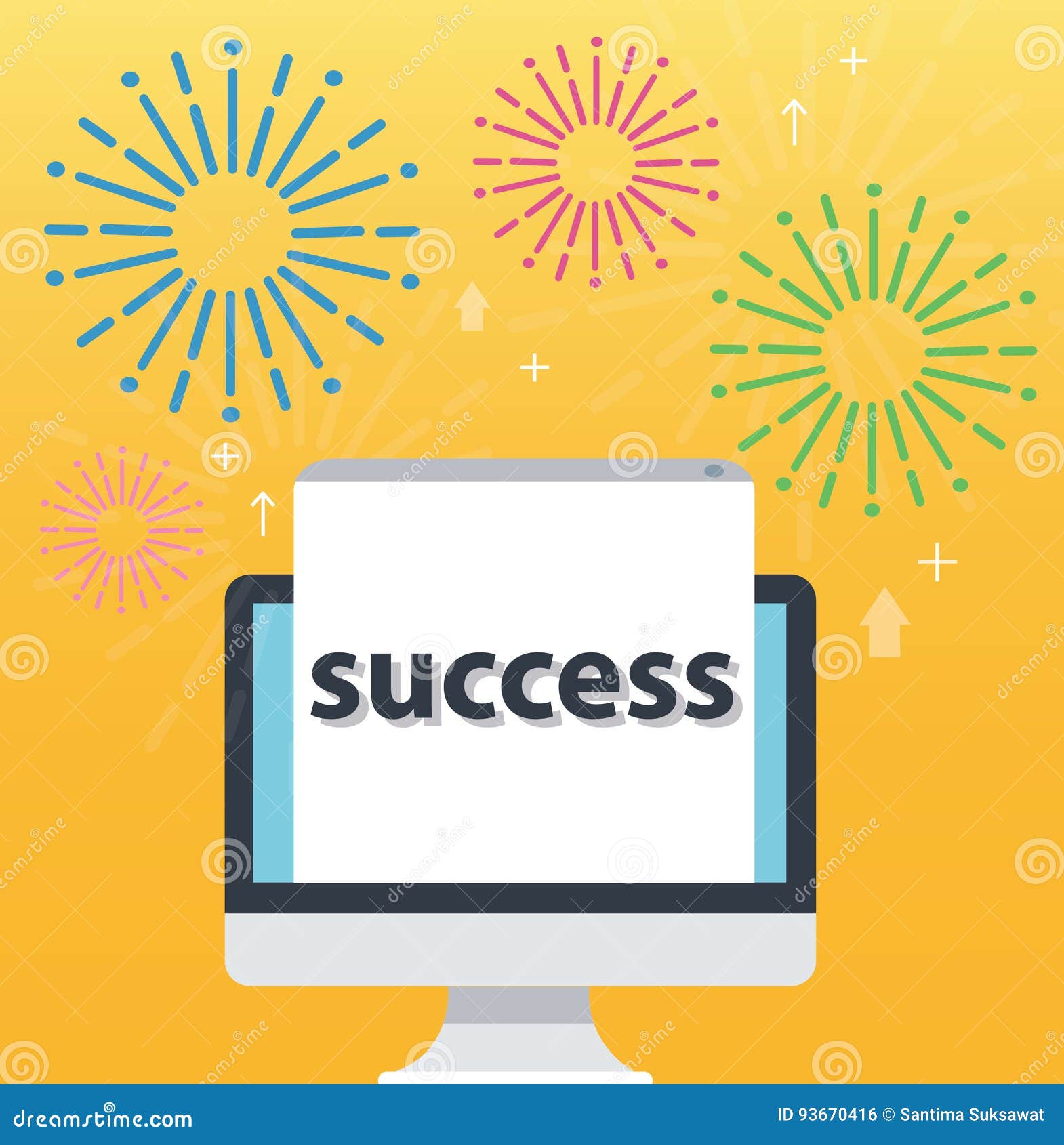 Congratulations Pop Up on Screen Computer and Yellow Background ...