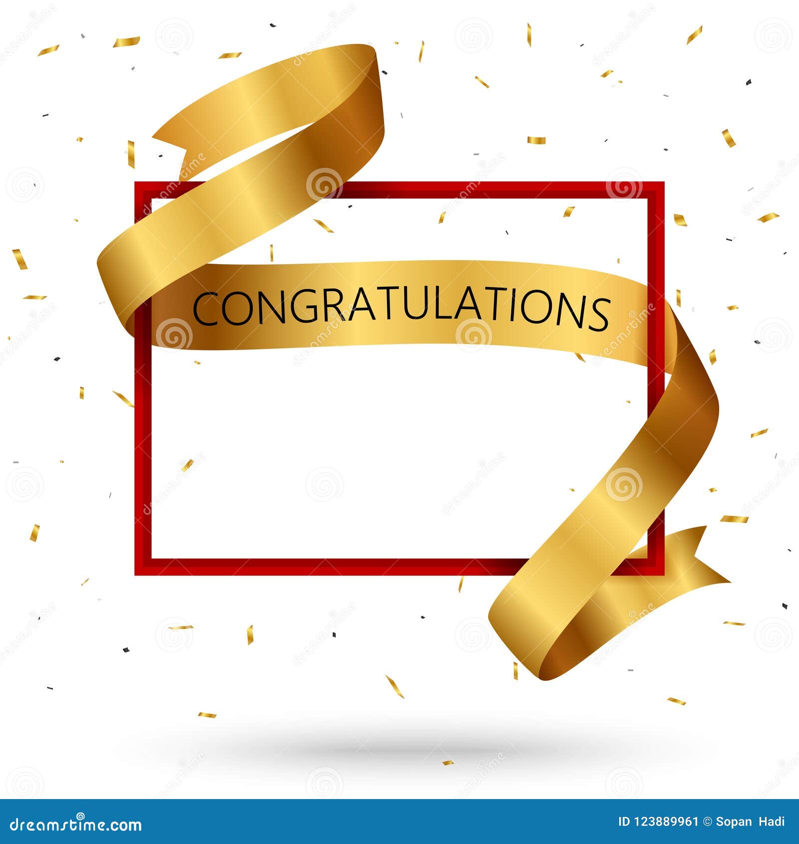 Congratulations with Red Frame and Confetti Stock Vector - Illustration ...