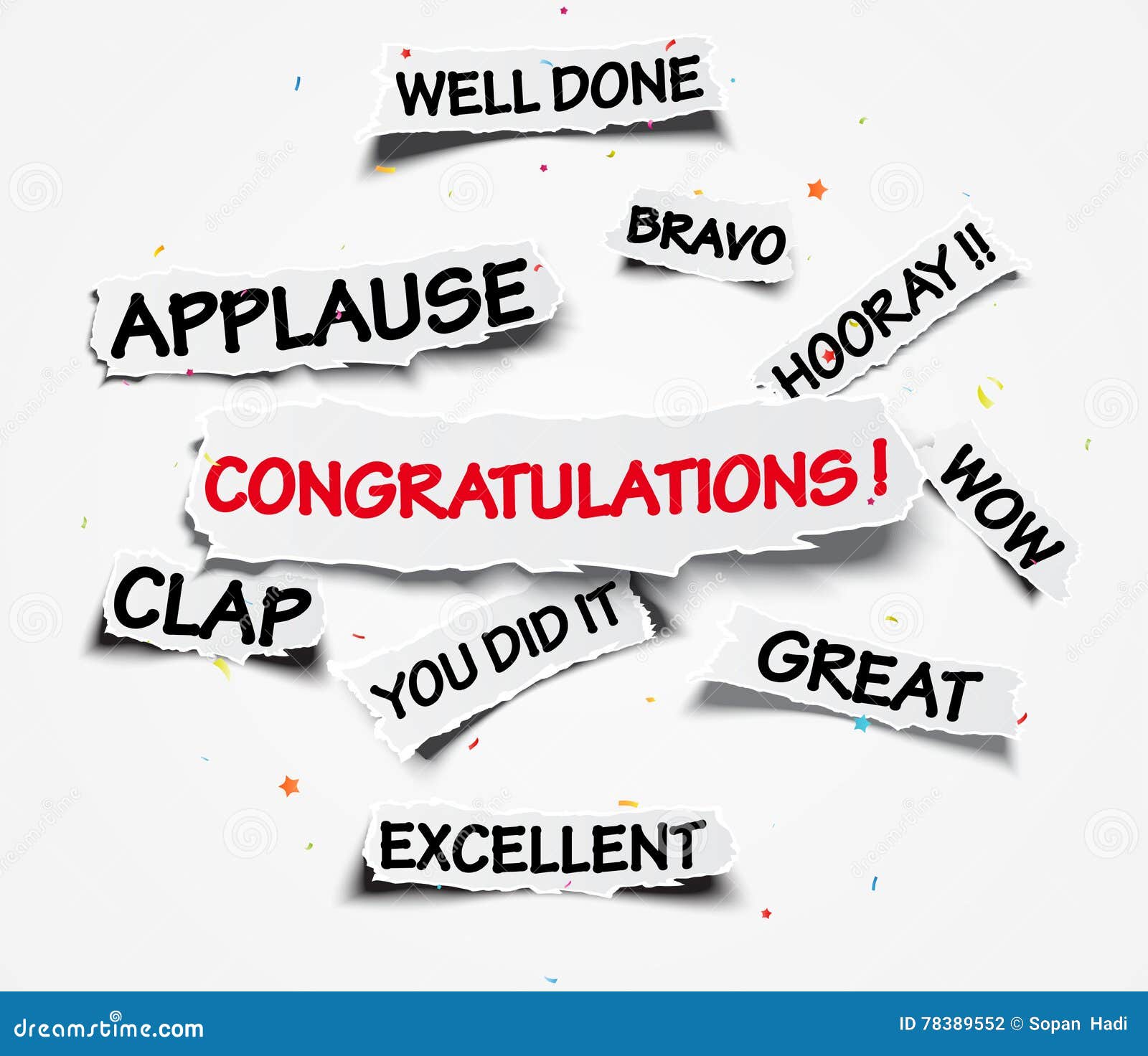 Congratulations Sign on Ripped Paper Over Confetti Stock Vector ...