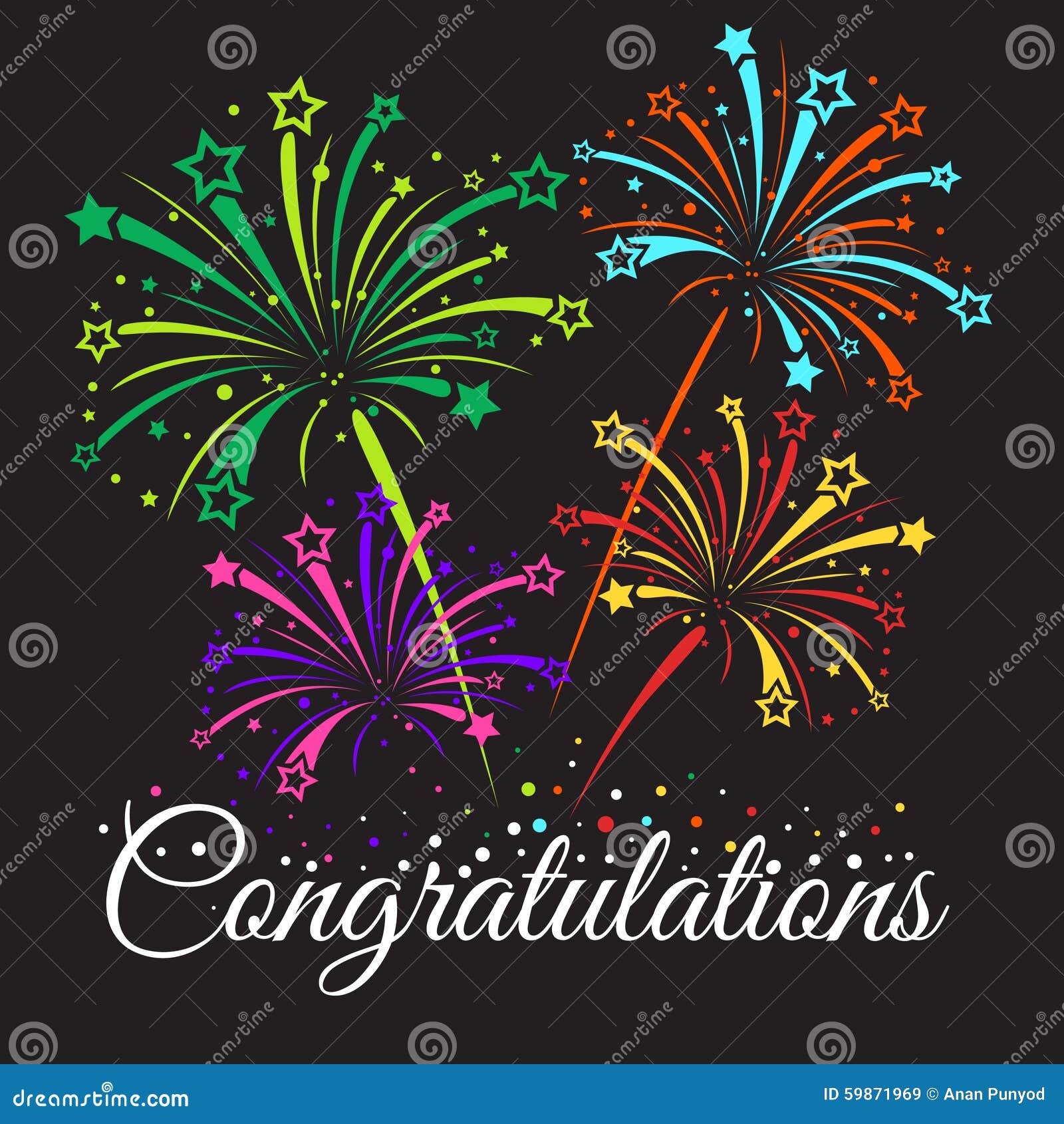 Congratulations Text and Star Fireworks Abstract Vector Stock Vector ...