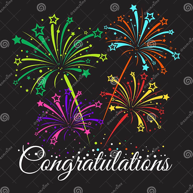 Congratulations Text and Star Fireworks Abstract Vector Stock Vector ...