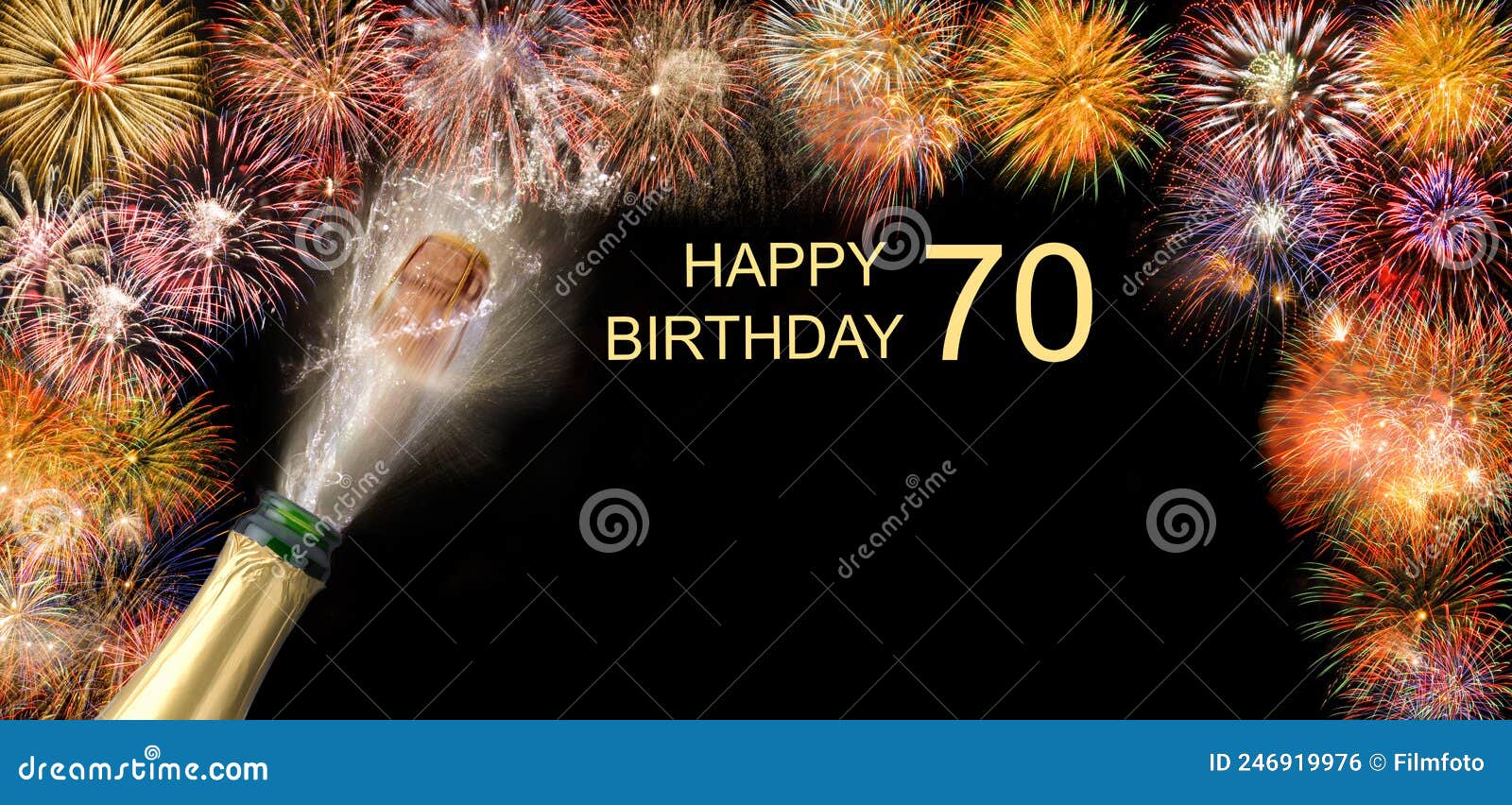 Congratulations To 70th Birthday with Champagne Stock Photo - Image of ...
