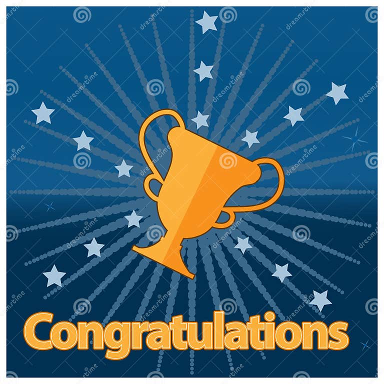 Congratulations with Trophy on the Flat Background. Flat Vector ...
