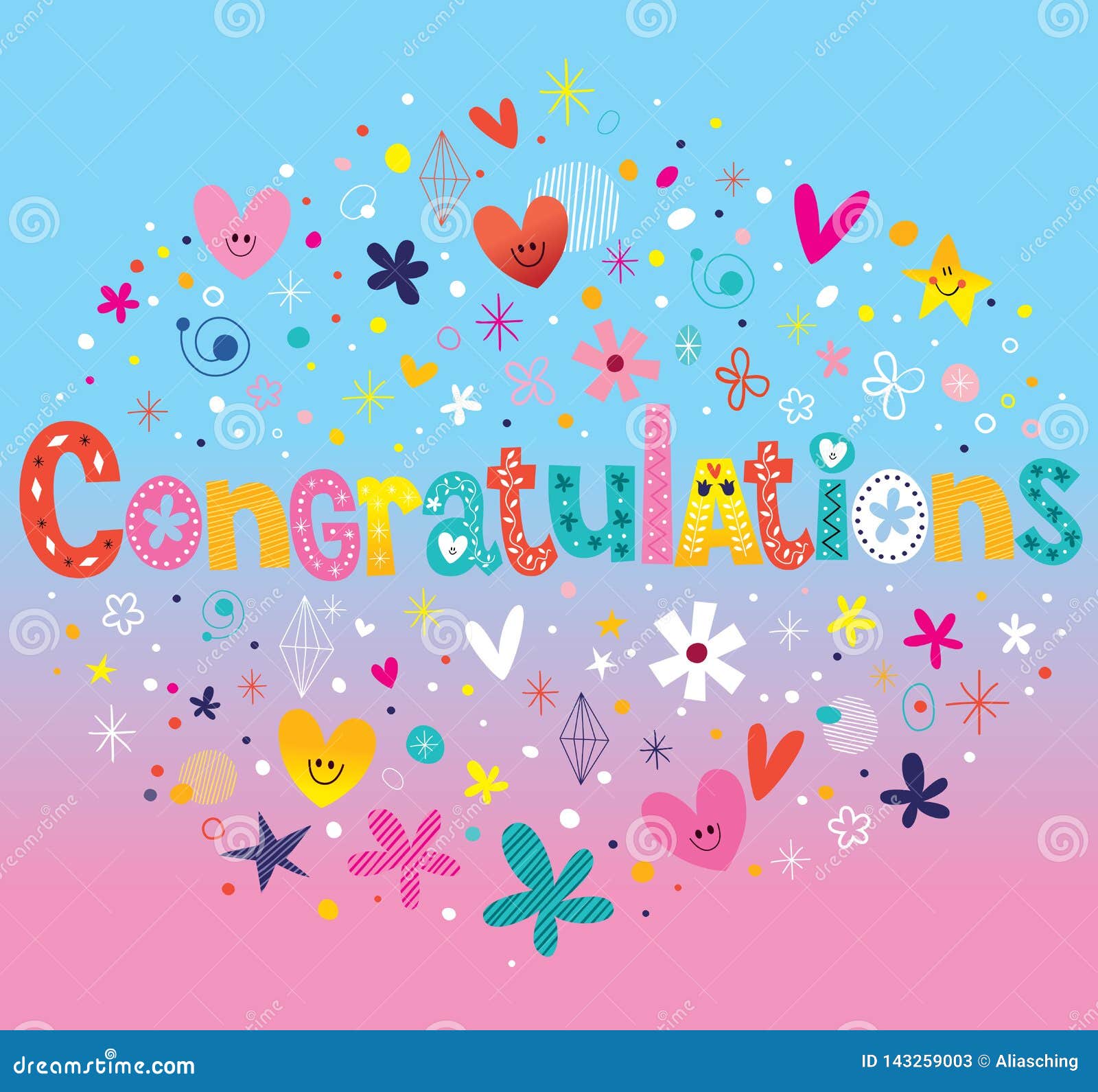 Congratulations Greeting Card Design Stock Vector - Illustration of ...