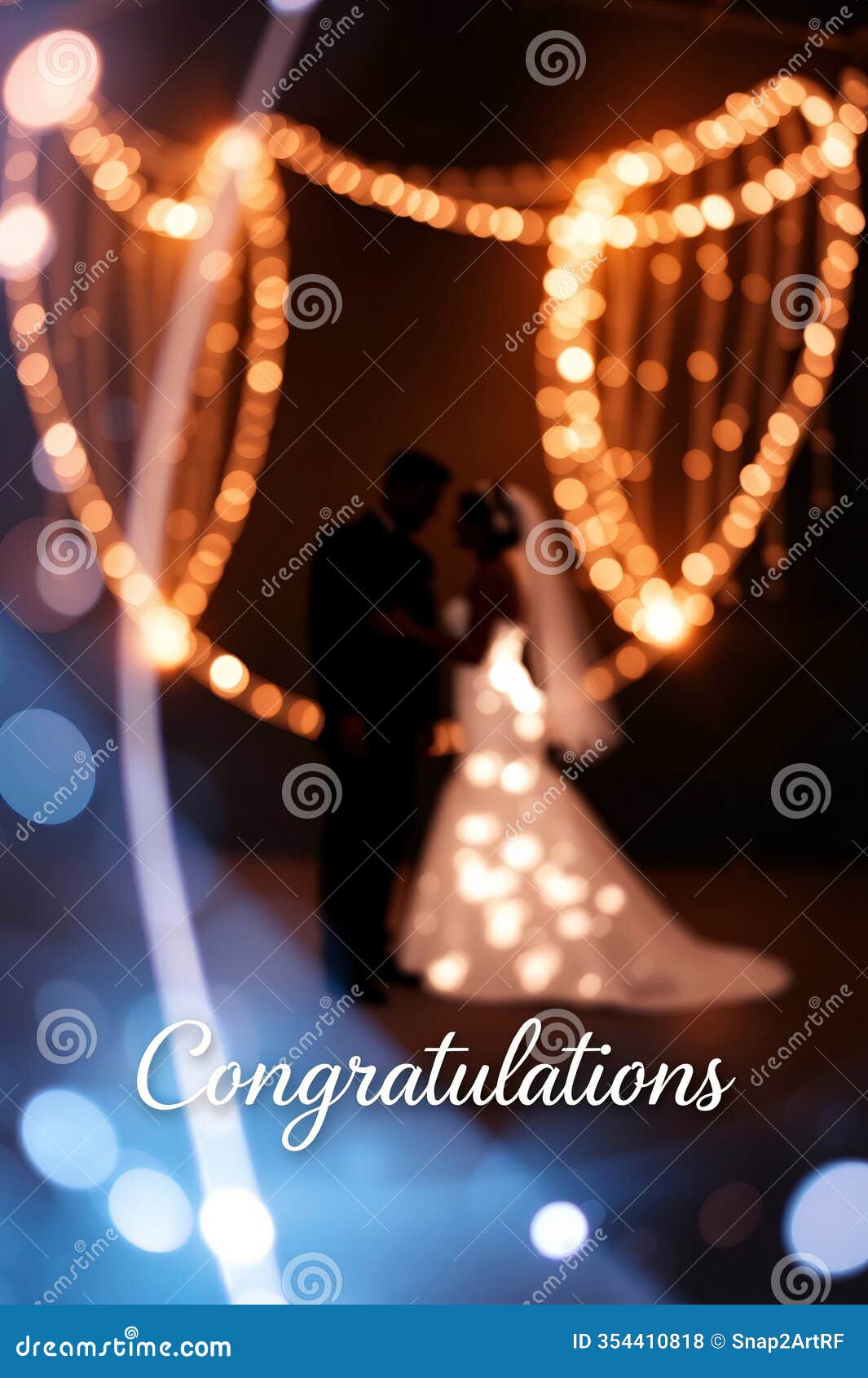 Congratulations Wedding Card Wish - Silhouette of Bride and Groom ...