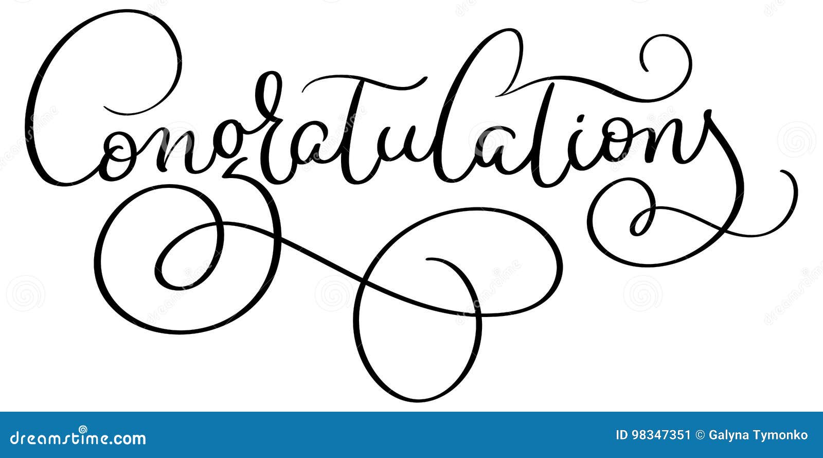 Congratulations Word on White Background. Hand Drawn Calligraphy ...