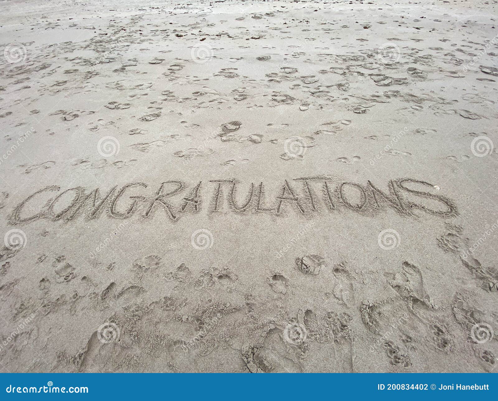Congratulations Written in the Sand Stock Photo - Image of beach ...