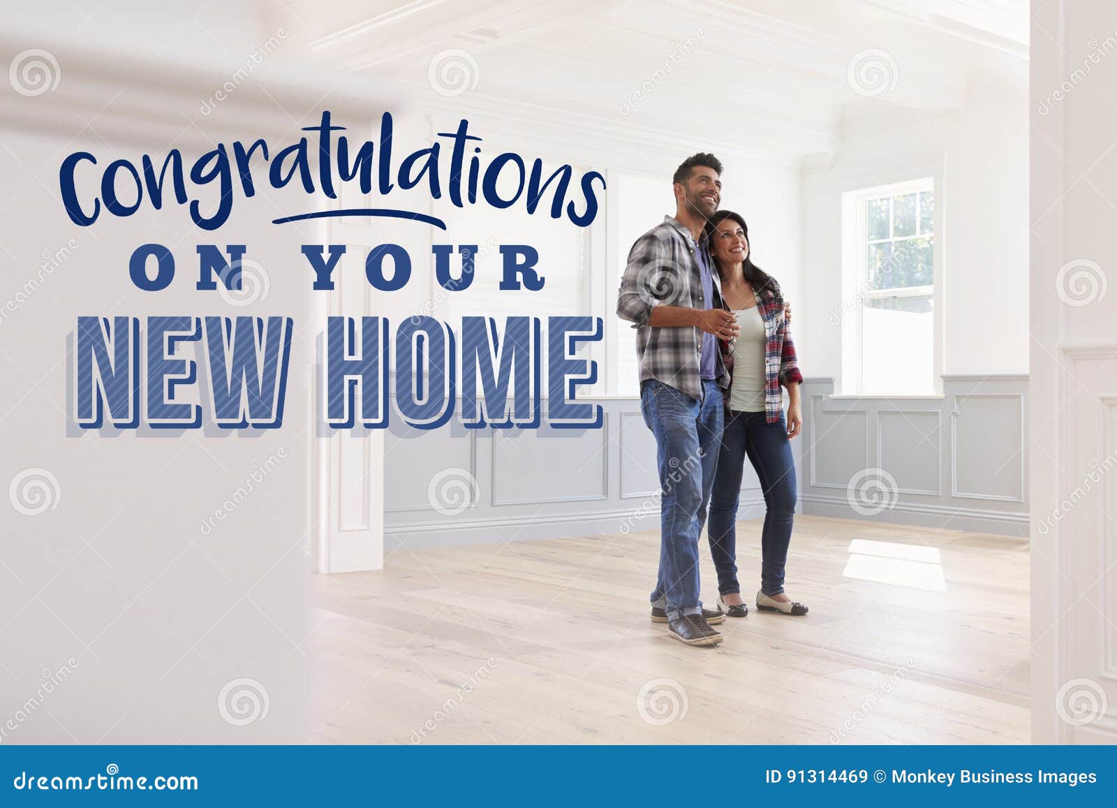 Congratulations on Your New Home. Couple Moving in Stock Image - Image ...