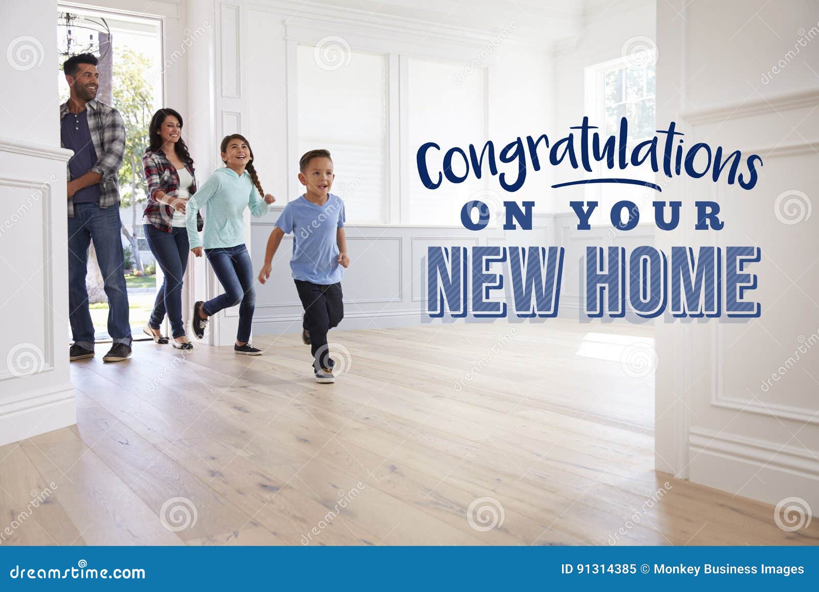 Congratulations on Your New Home. Family Moving in Stock Image - Image ...