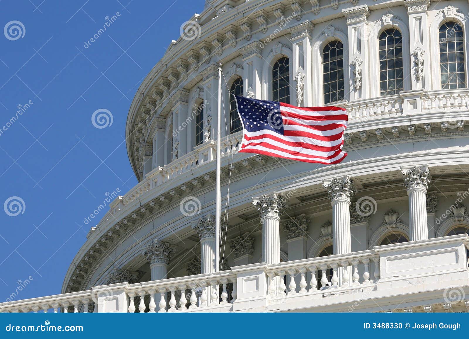 US Congress Capitol with Flag Stock Photo - Image of architecture, dome ...