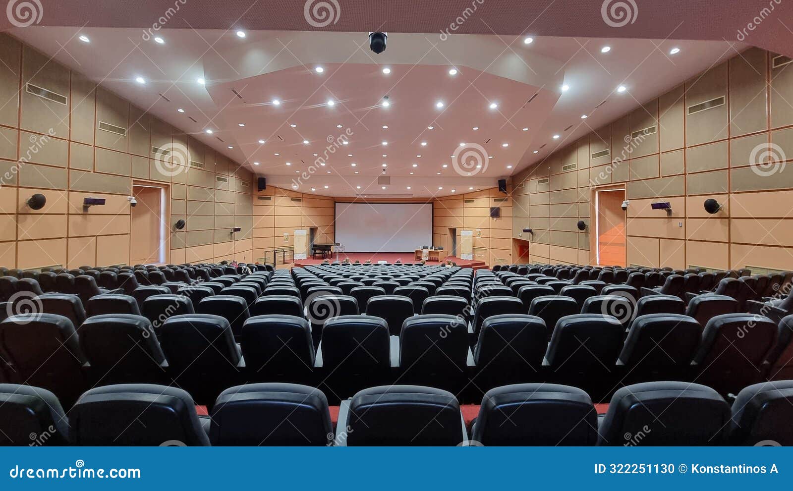Empty Amphitheater With Stone Seating And Clear Sky In The Background ...