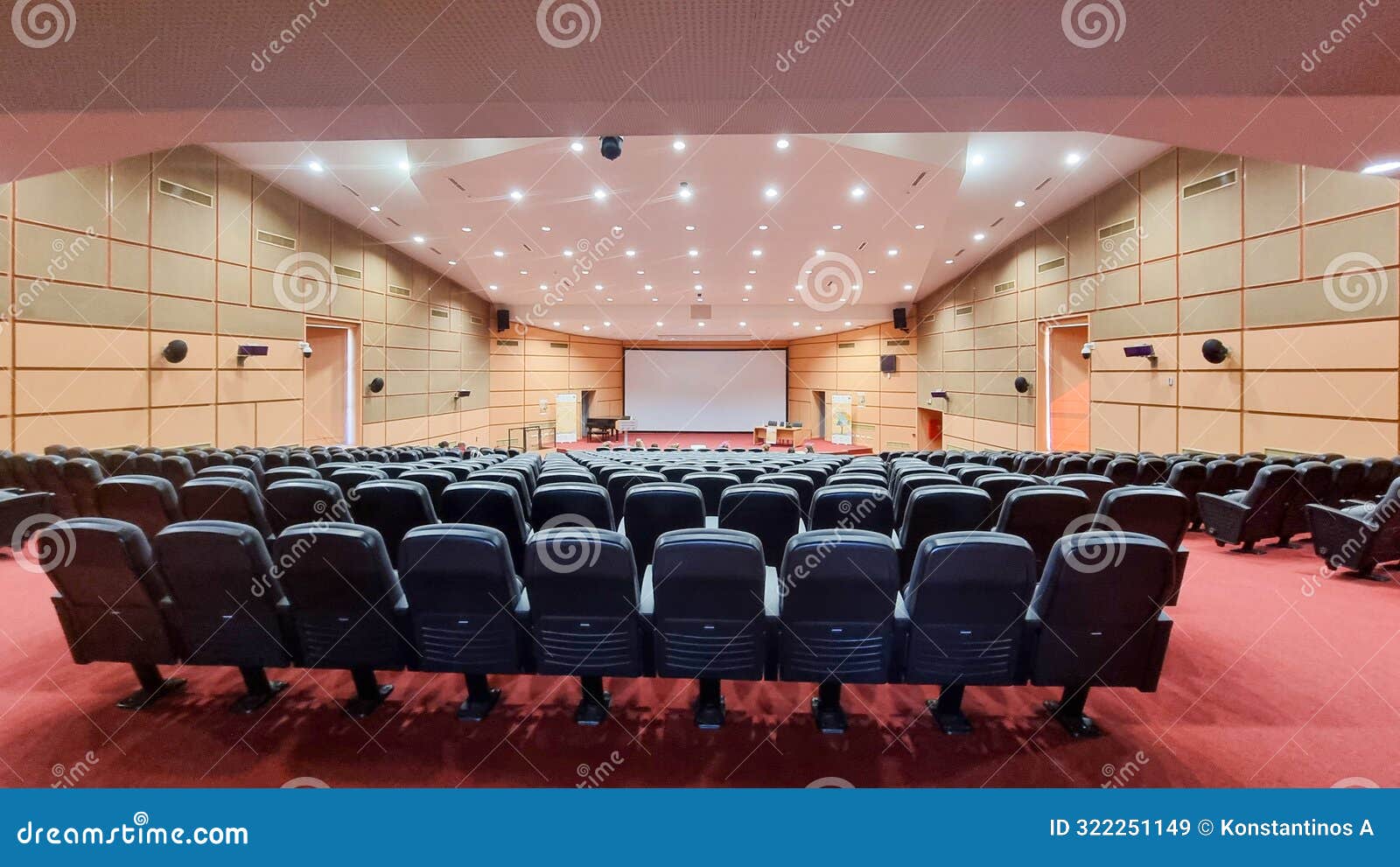 Empty Amphitheater With Stone Seating And Clear Sky In The Background ...