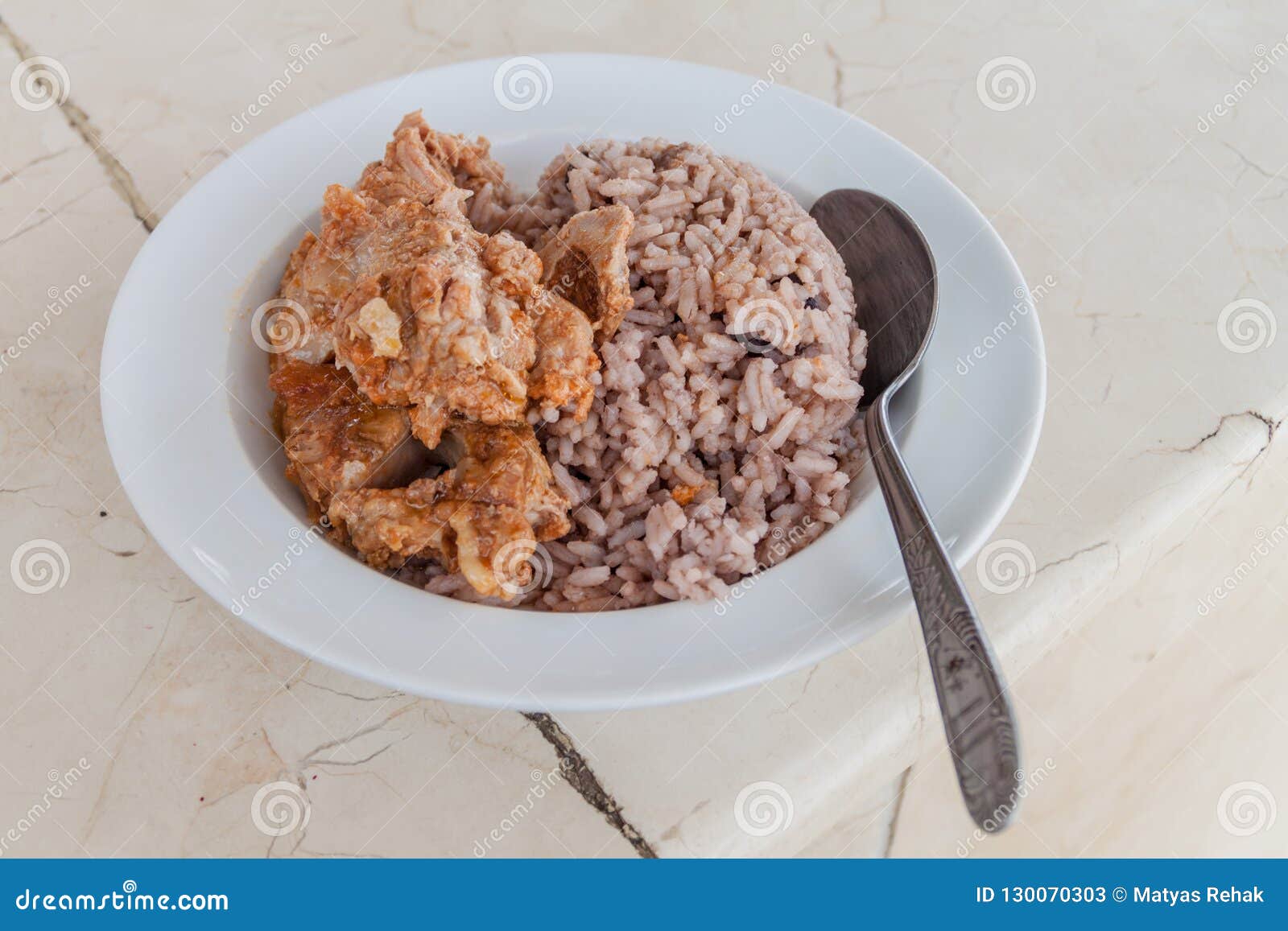 Congri Rice and Beans with a Meat, Cuban Mea Stock Image - Image of ...