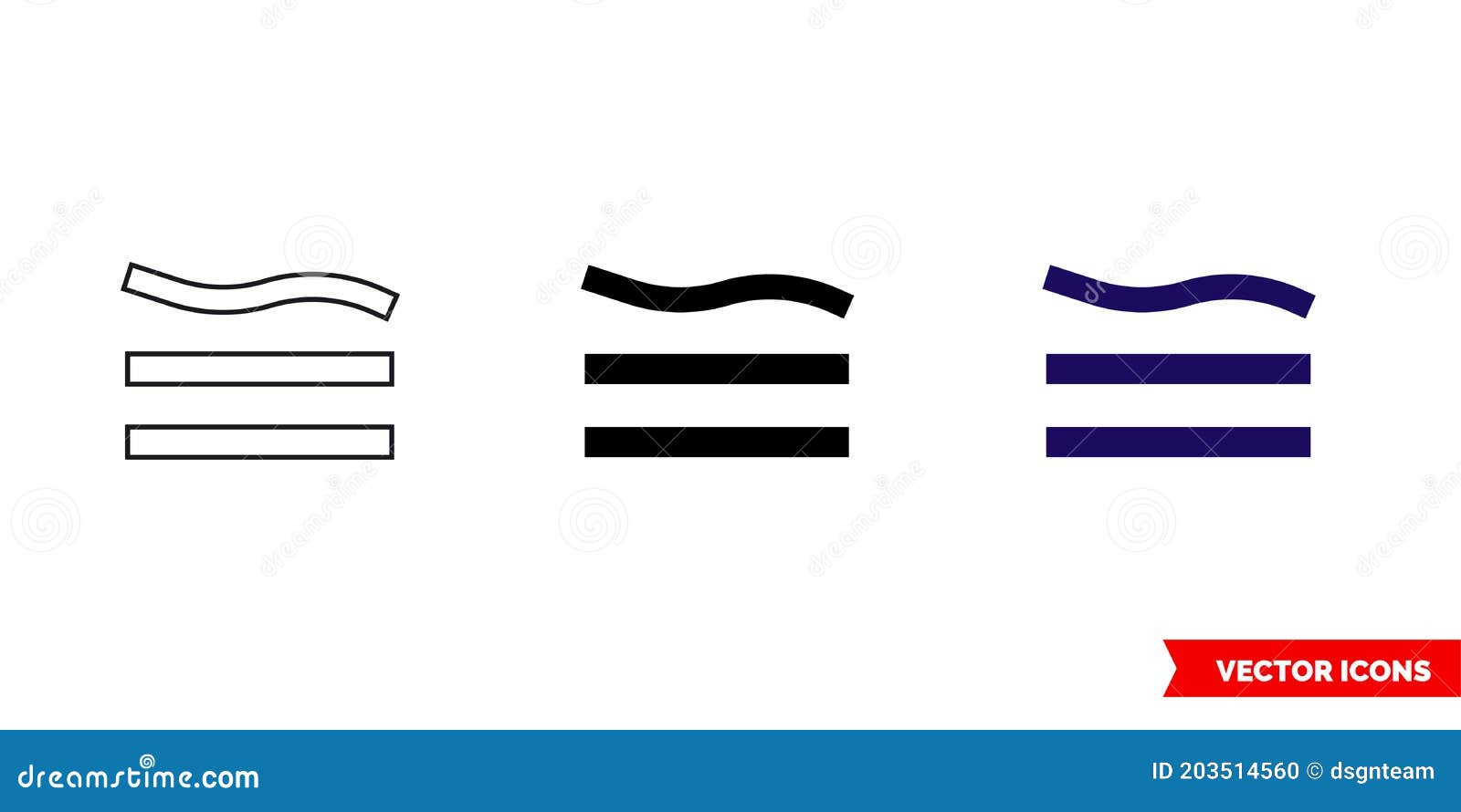 Congruent Icon Of 3 Types Color Black And White Outline Isolated