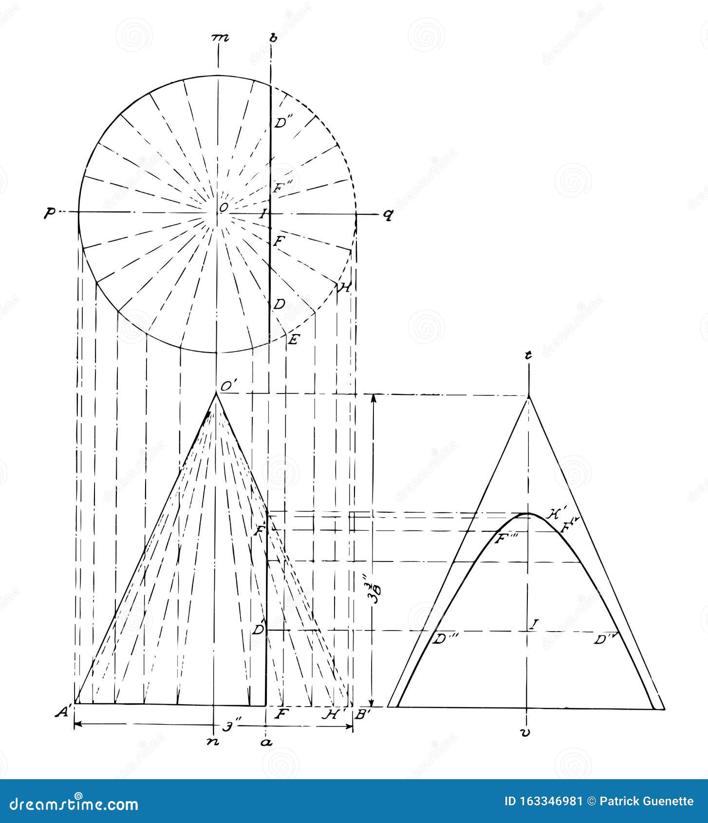 Conic Section Showing Parabola. Vintage Illustration Cartoon Vector ...