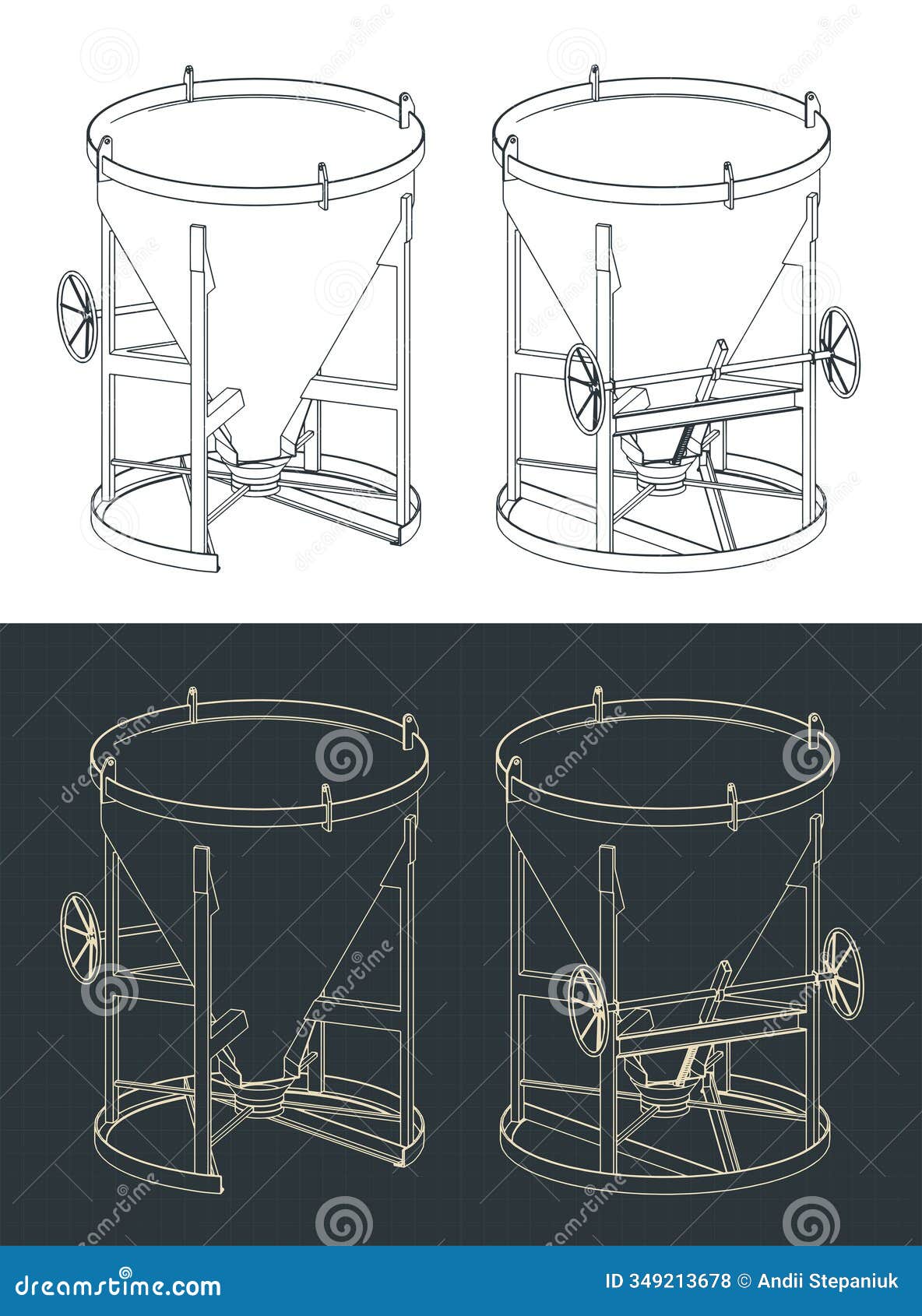 Conical Concrete Bucket Blueprints Stock Vector - Illustration of ...