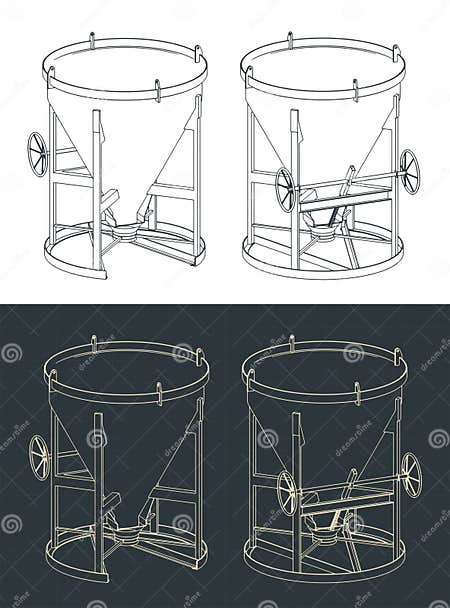 Conical Concrete Bucket Blueprints Stock Vector - Illustration of ...