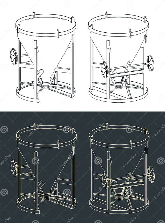 Conical Concrete Bucket Blueprints Stock Vector - Illustration of ...