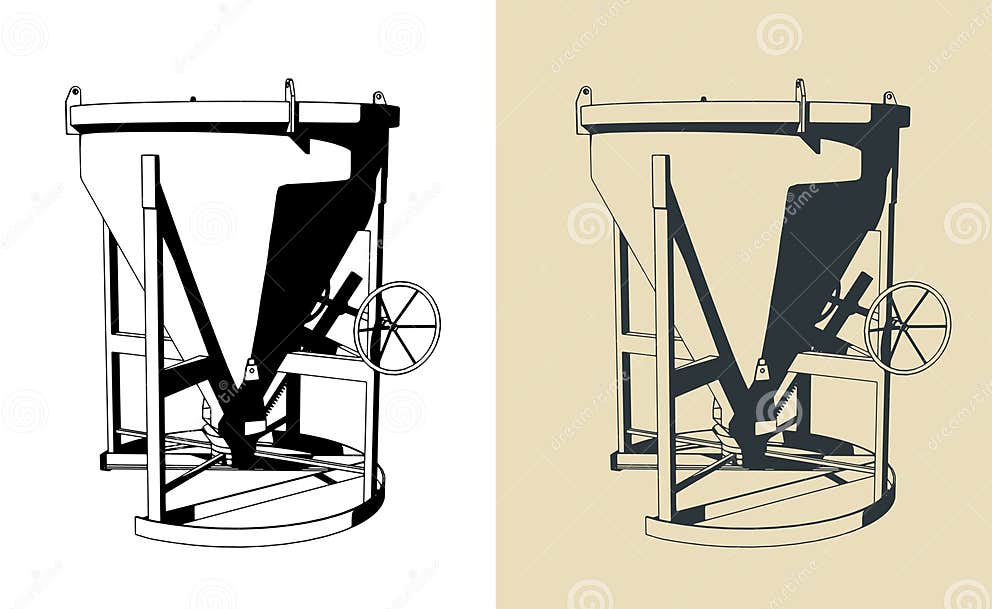 Conical concrete bucket stock vector. Illustration of architecture ...