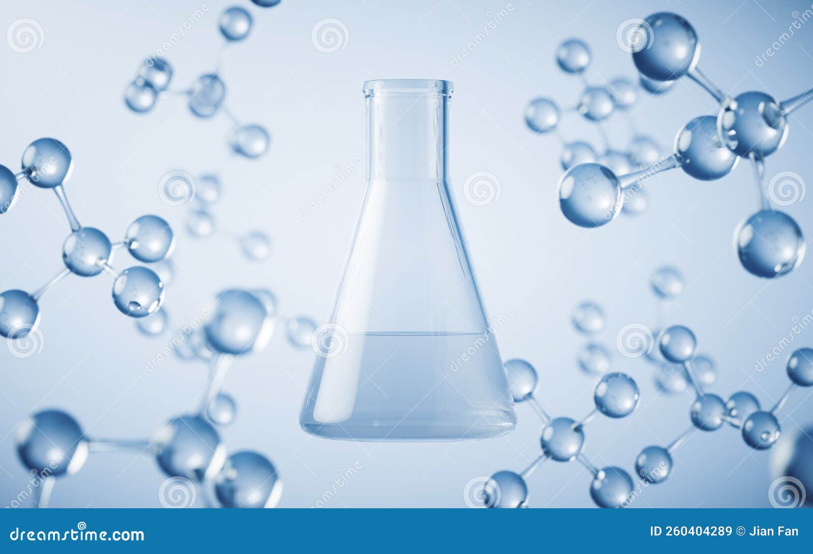 Conical Flask with Blue Background, 3d Rendering Stock Illustration ...