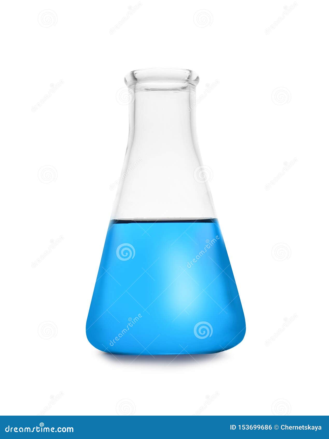 Conical Flask with Color Liquid on White. Chemistry Glassware Stock ...