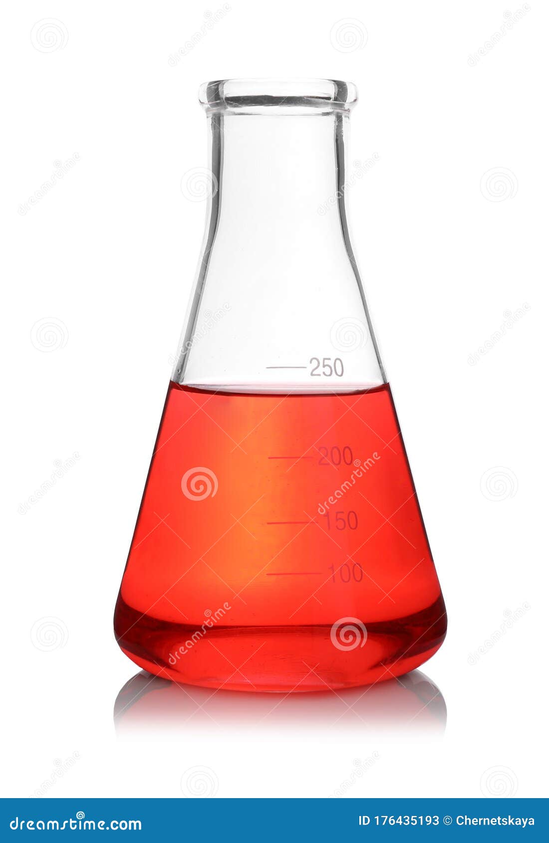 Conical Flask with Red Sample Isolated Stock Image - Image of ...