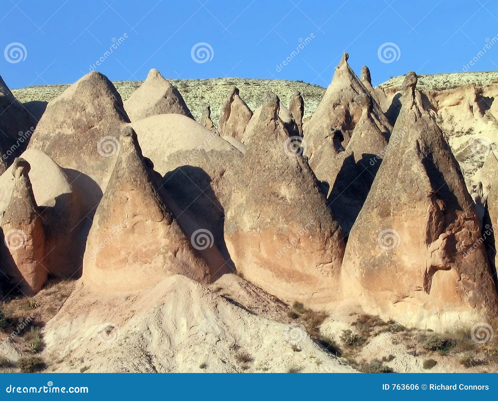 Conical Rock Formations, Cappadocia, Turkey Stock Photo - Image of ...