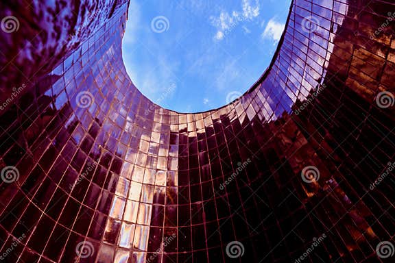 Conical Smooth Tile Surface Pointing To the Blue Sky with Reflections ...