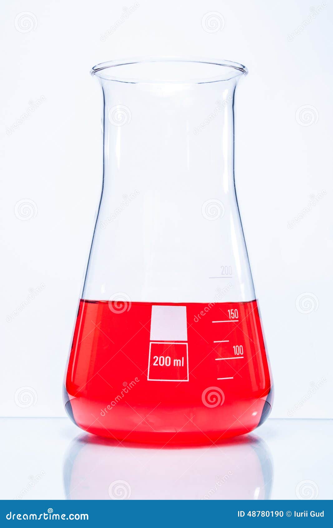 Conical Temperature Resistant Flask with Red Liquid Stock Photo - Image ...