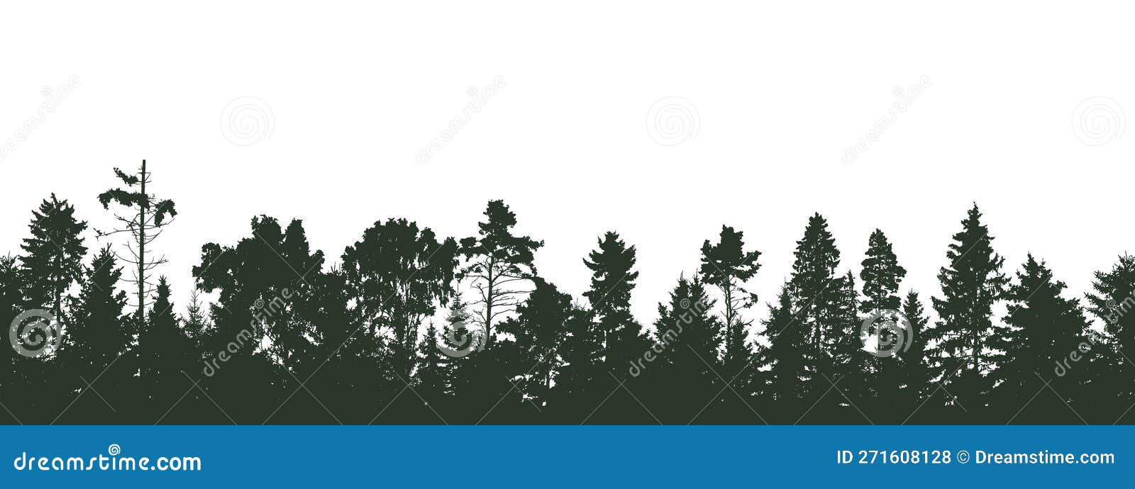 Coniferous and Deciduous Beautiful Forest, Silhouette of Firs, Pines ...