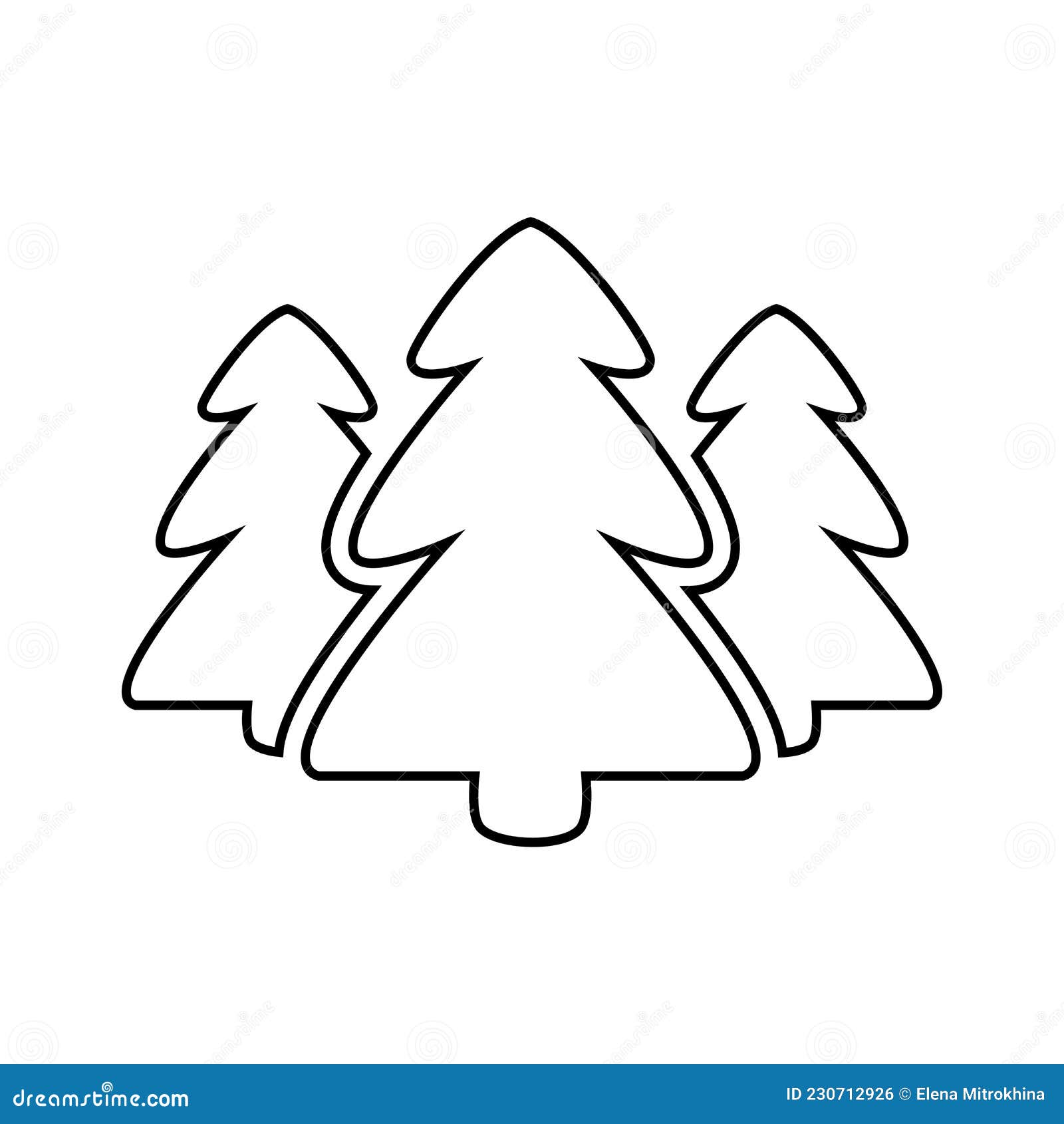 The Coniferous Forest Icon. a Contour Image of Three Coniferous Trees ...