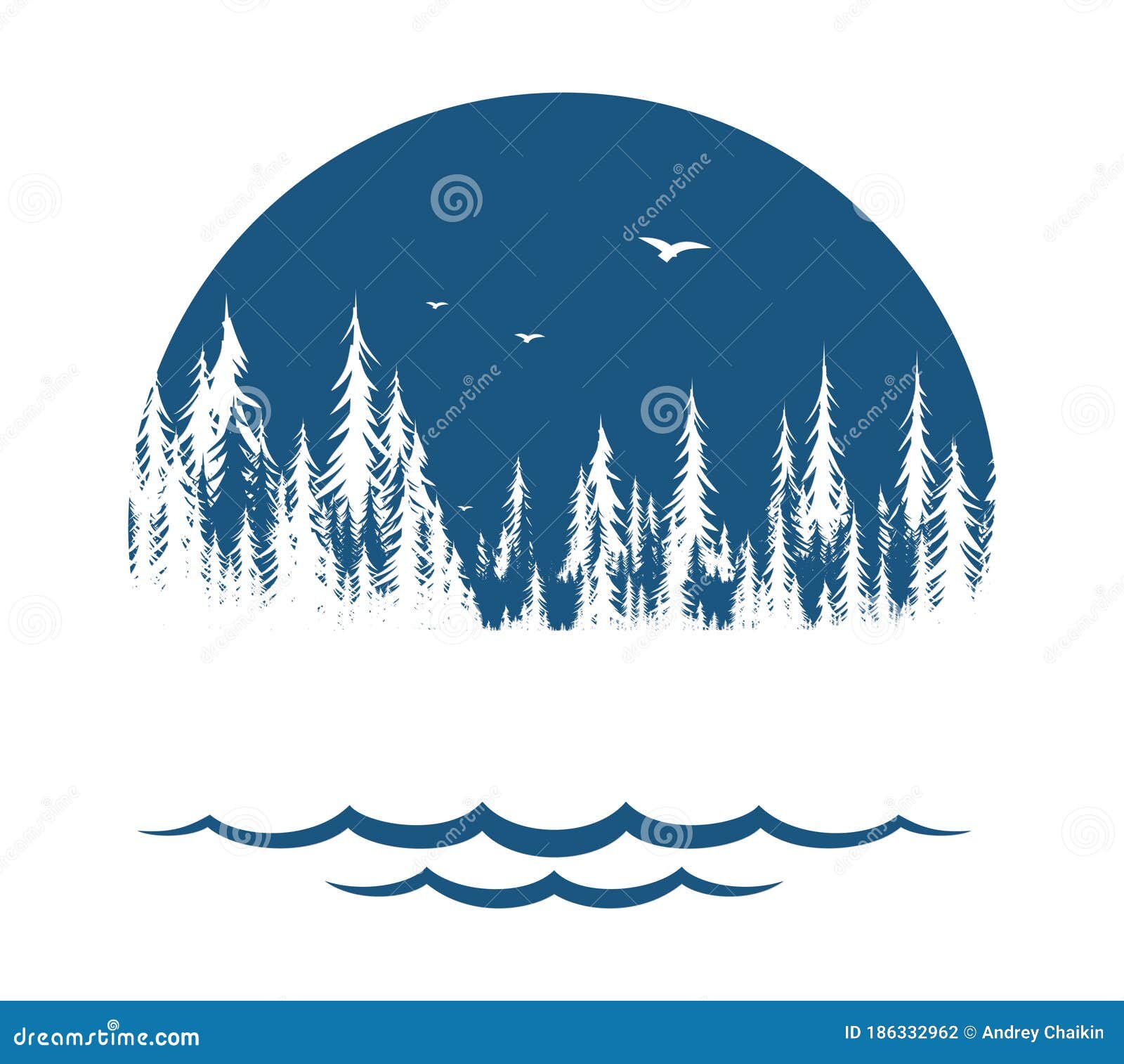 The Symbol of Forest with Lake. Stock Vector - Illustration of ...