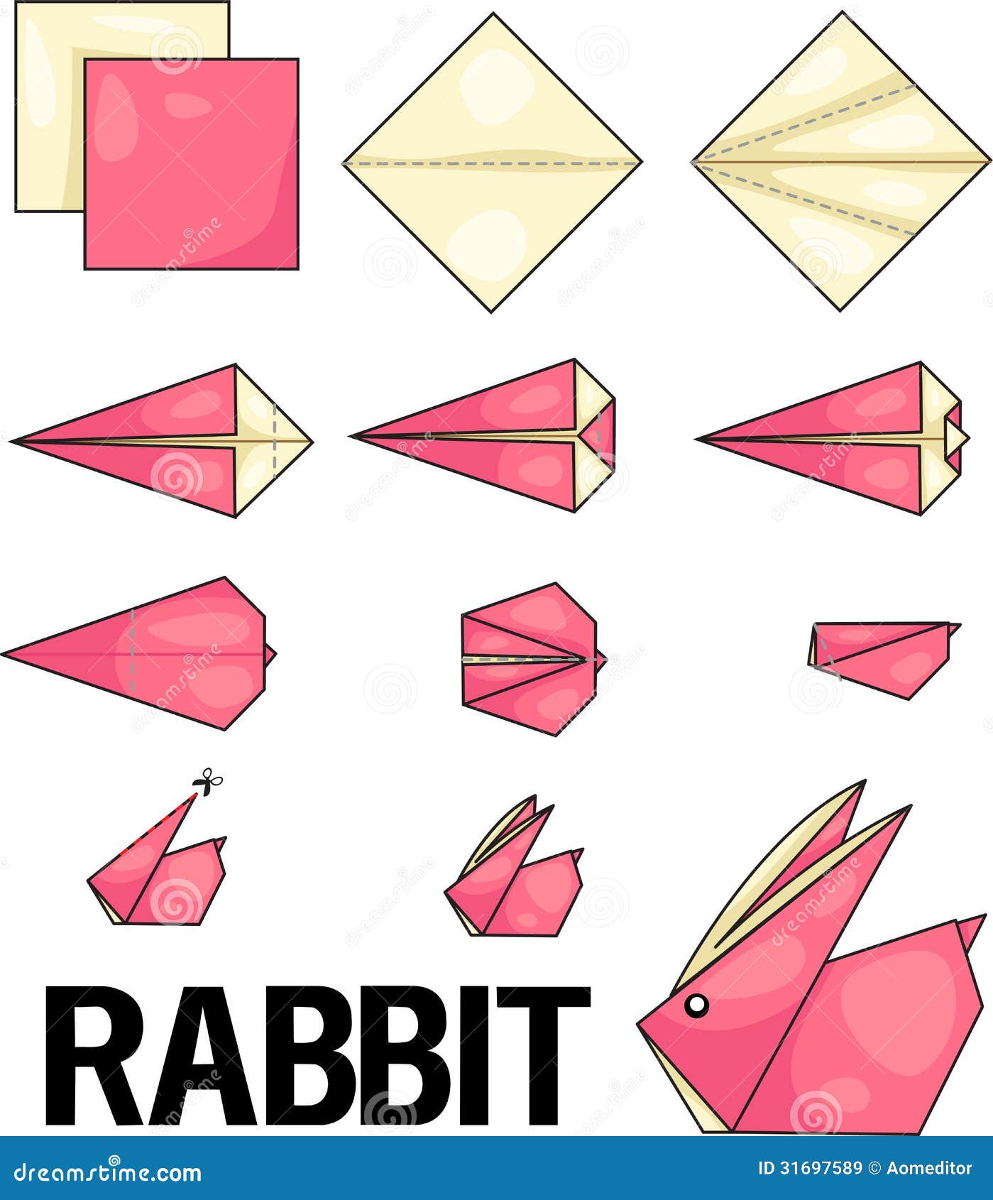 Coniglio di origami illustrazione vettoriale. Illustrazione di sfondo ...