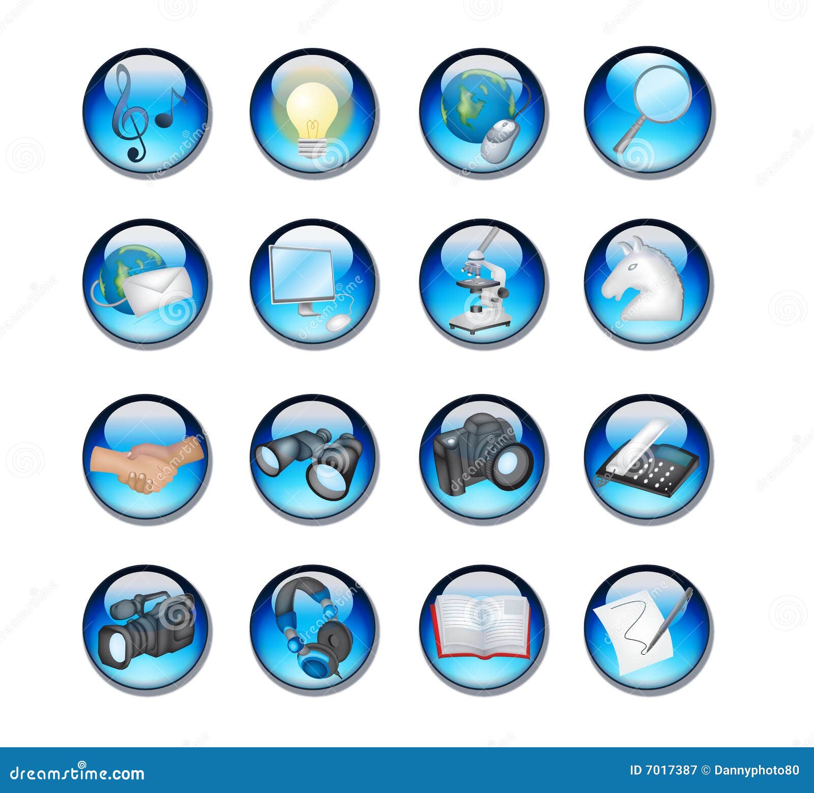 Conjunto azul del icono stock de ilustración. Ilustración de ...