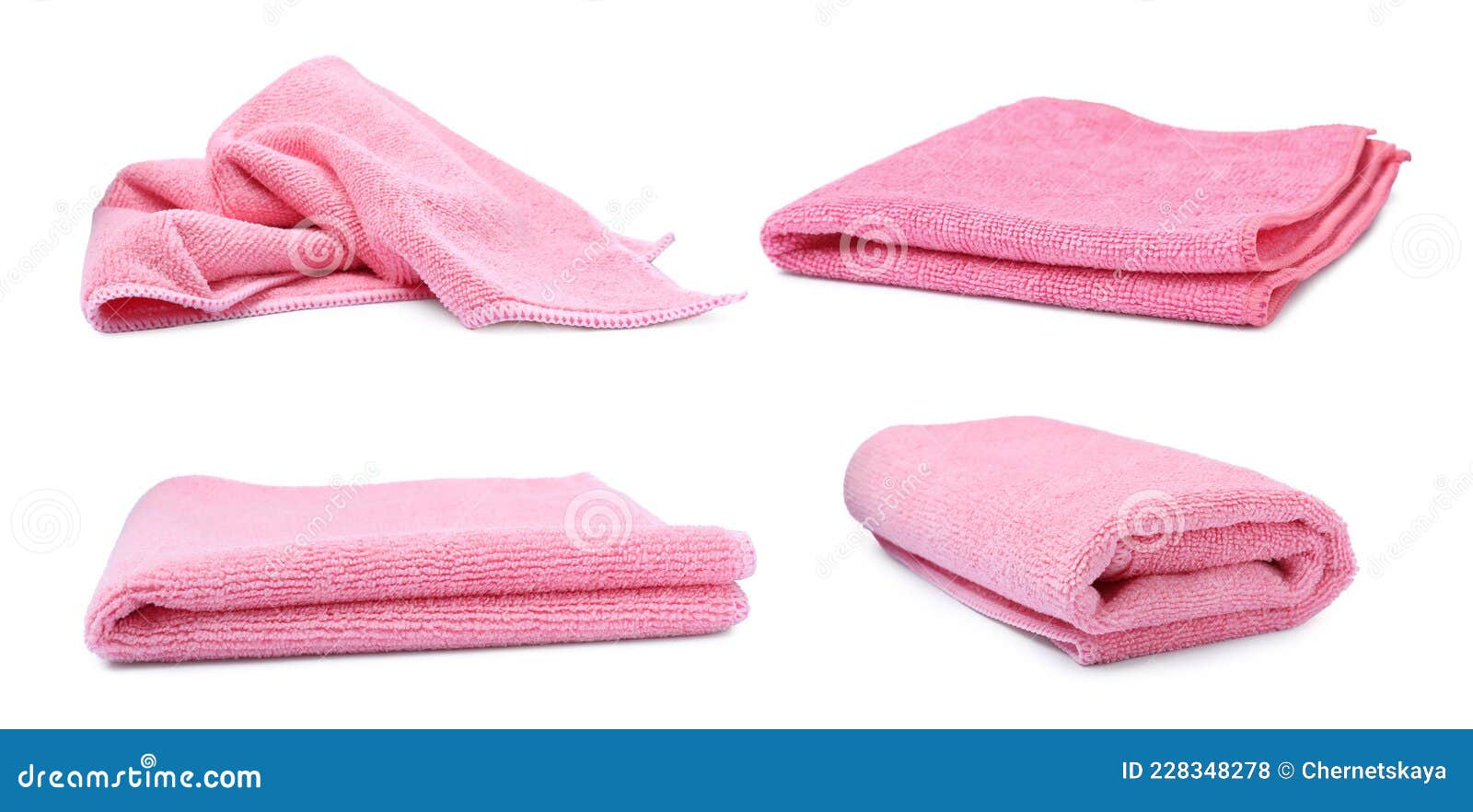 Conjunto Com Panos De Microfibra Cor-de-rosa Sobre Fundo Branco Foto de ...