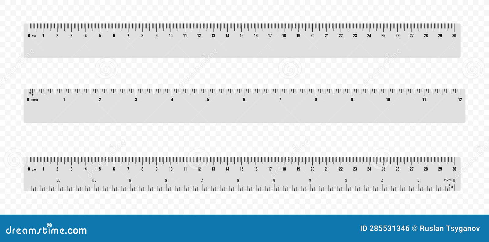 Conjunto Da Escala De Régua 30 Cm E Desenho Do Vetor De 12 Polegadas ...