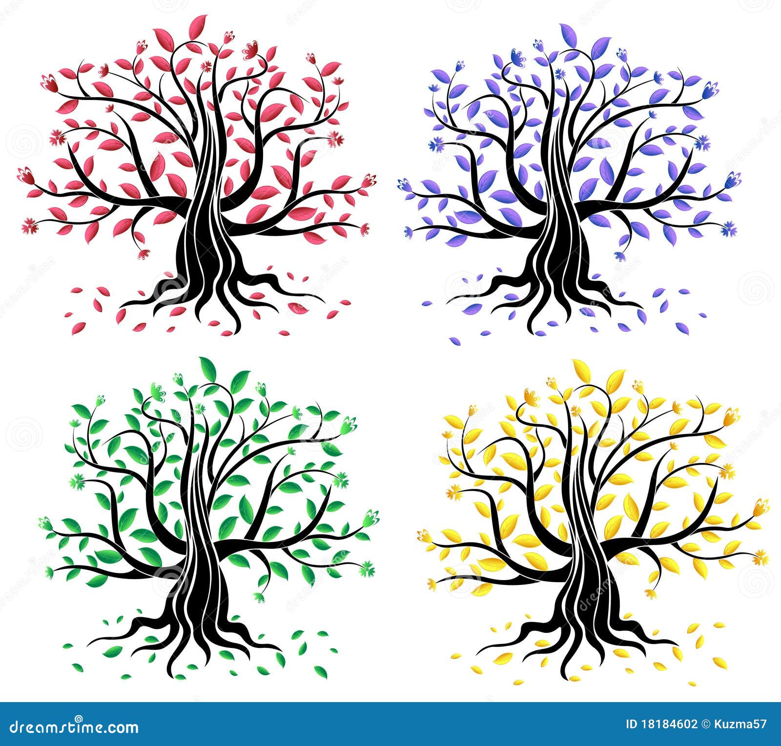 Conjunto De árboles Creativos Abstractos Ilustración del Vector ...