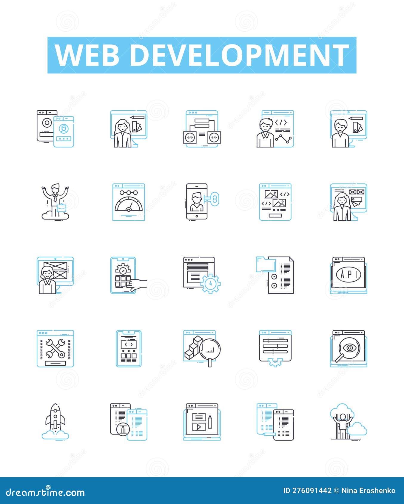 Conjunto De ícones De Linha De Vetor De Desenvolvimento Web. Concepção ...