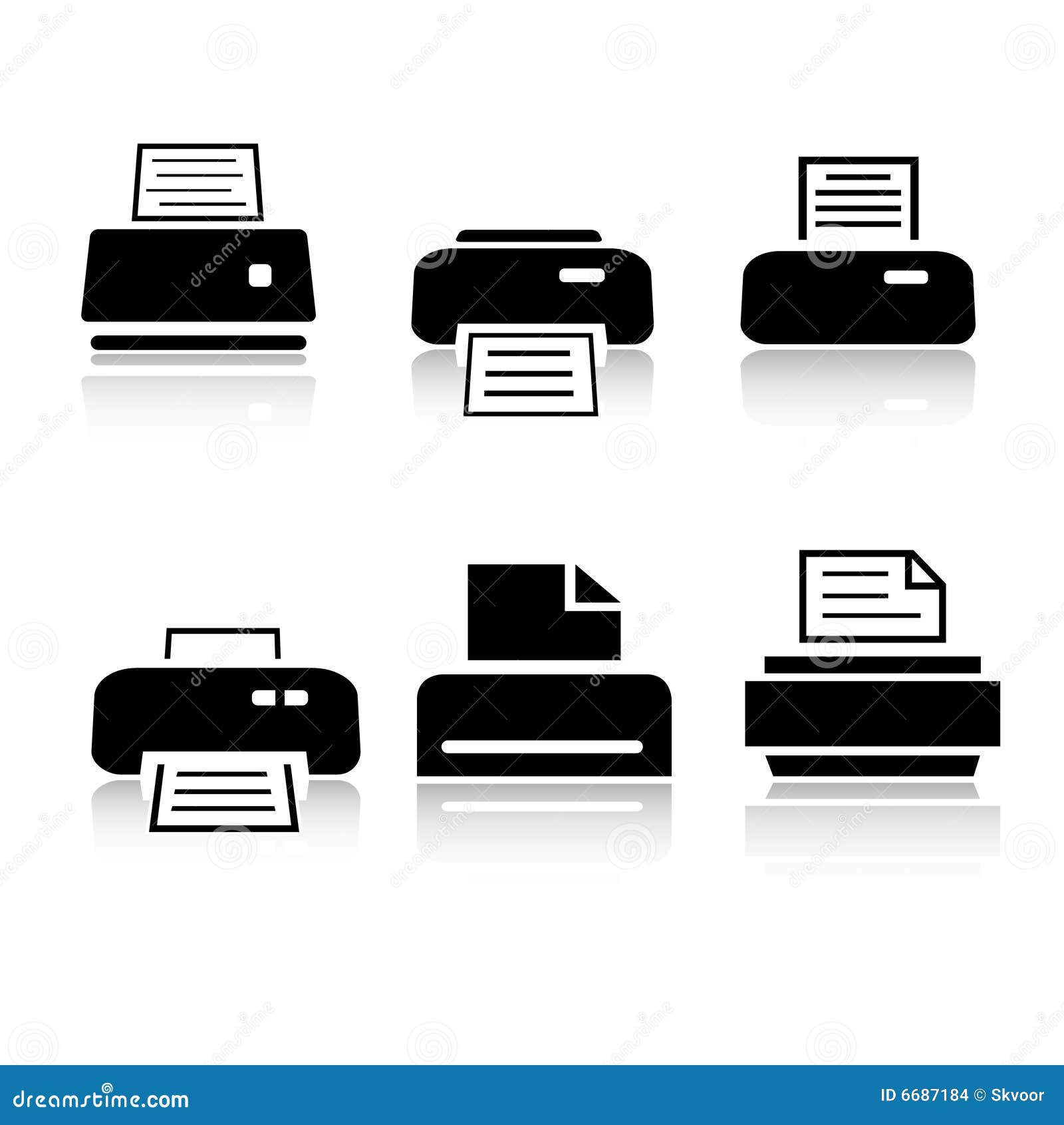 Conjunto De 6 Iconos De Impresora Ilustración del Vector - Ilustración ...