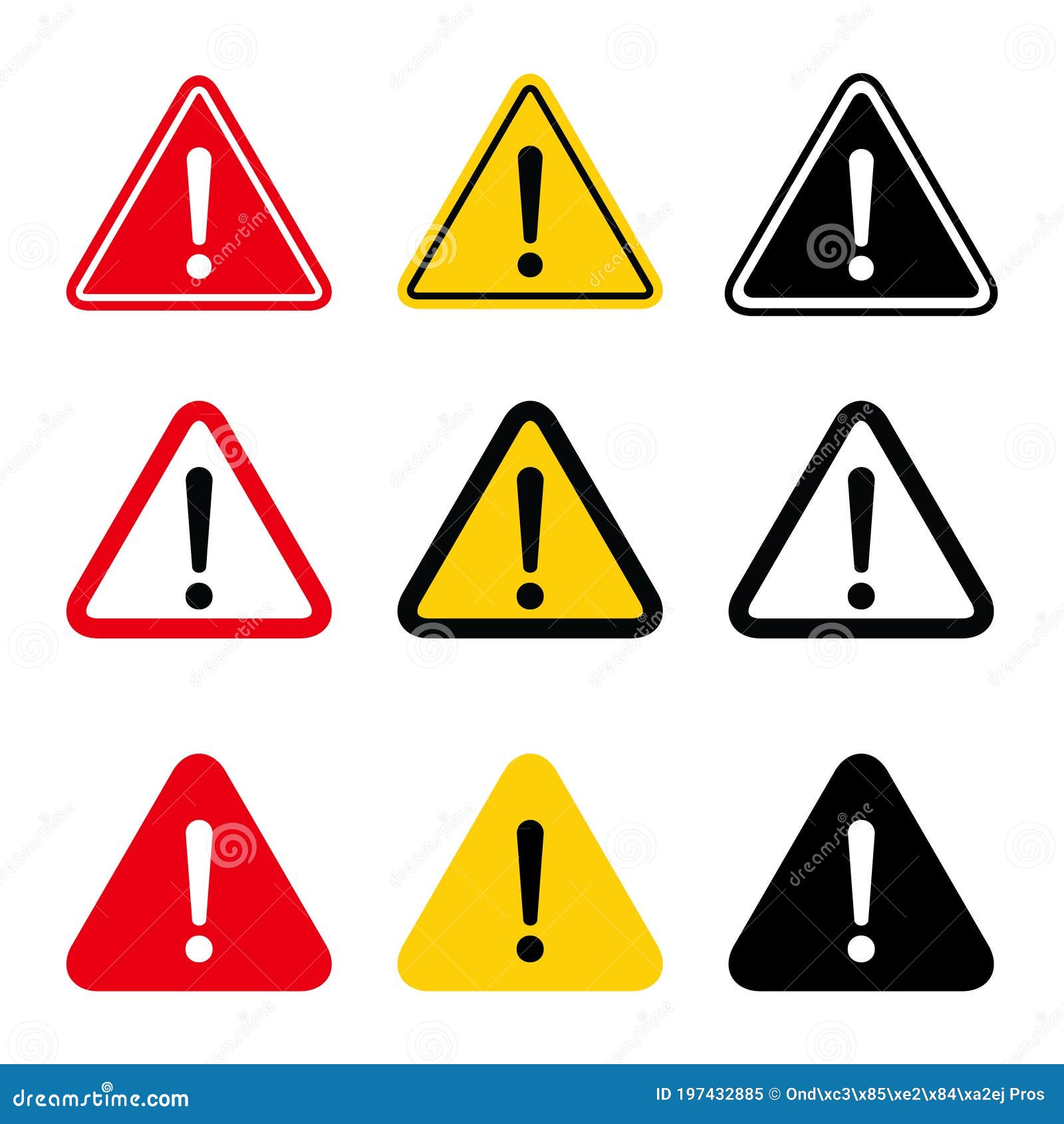 Conjunto De Avisos De Perigo Símbolo De Aviso ícone De Vetor Símbolo