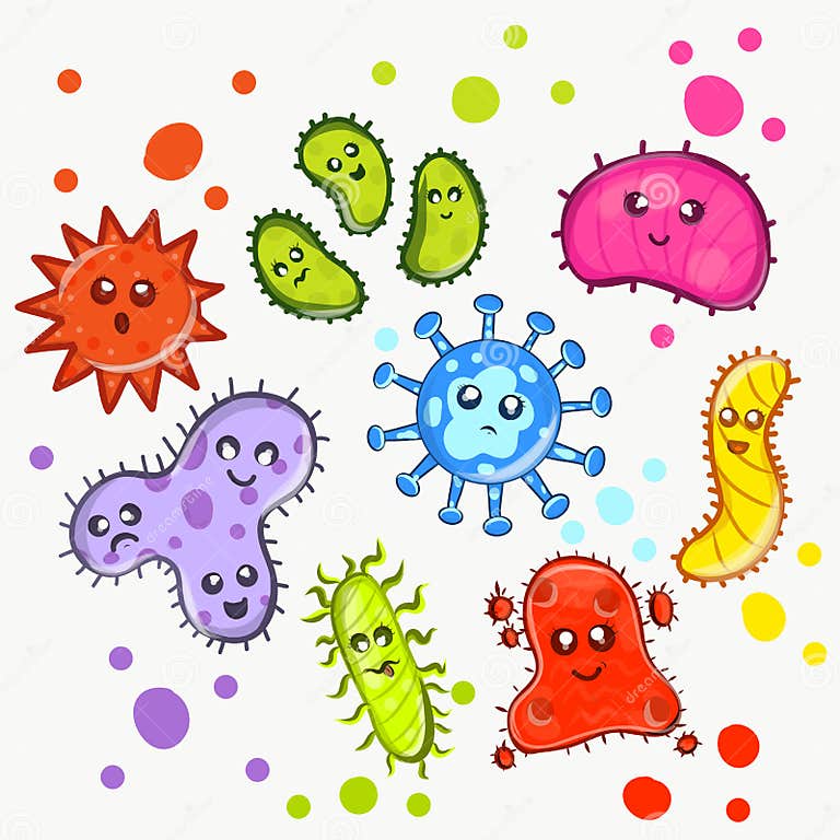 Conjunto De Bacterias De Dibujos Animados Ilustración del Vector ... Conjunto De Bacterias De Dibujos Animados Ilustración del Vector ...