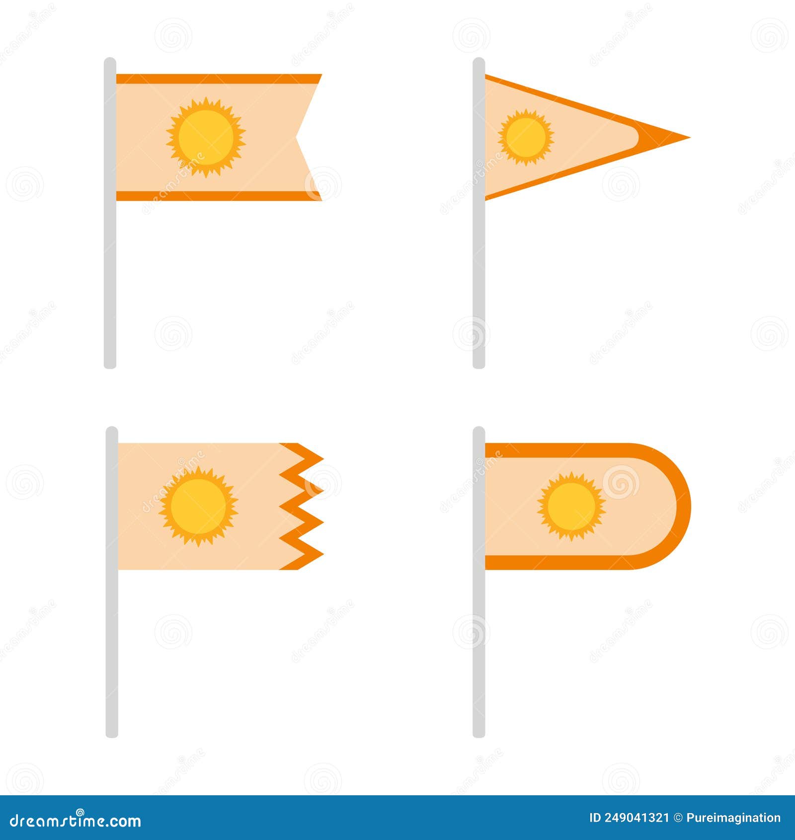 Conjunto De Banderas De Colores Con Sol Ilustración del Vector ...