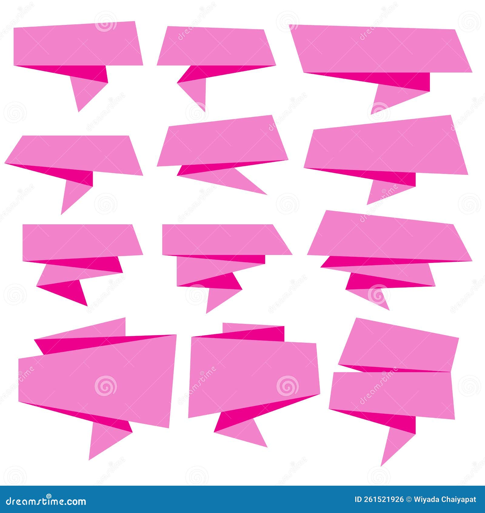 Conjunto De Banners De Papel Cor-de-rosa Ilustração Stock - Ilustração ...