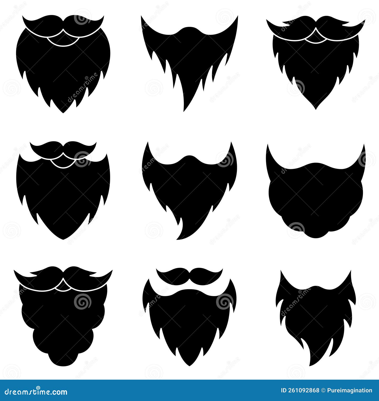 Conjunto De Barba Em Estilo Plano Isolado Ilustração do Vetor ...