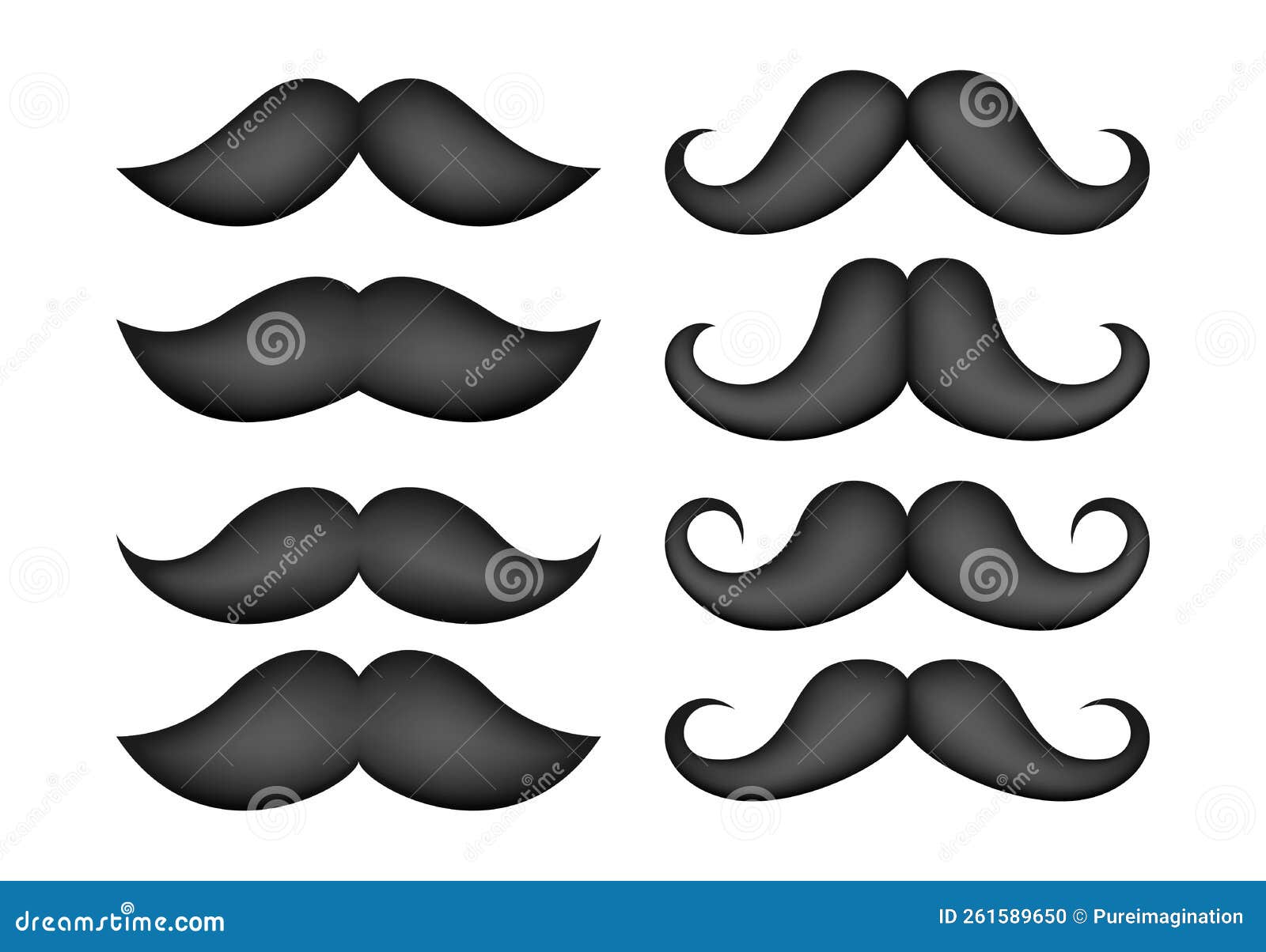 Conjunto De Bigote En Forma Plana Aislado Ilustración del Vector ...