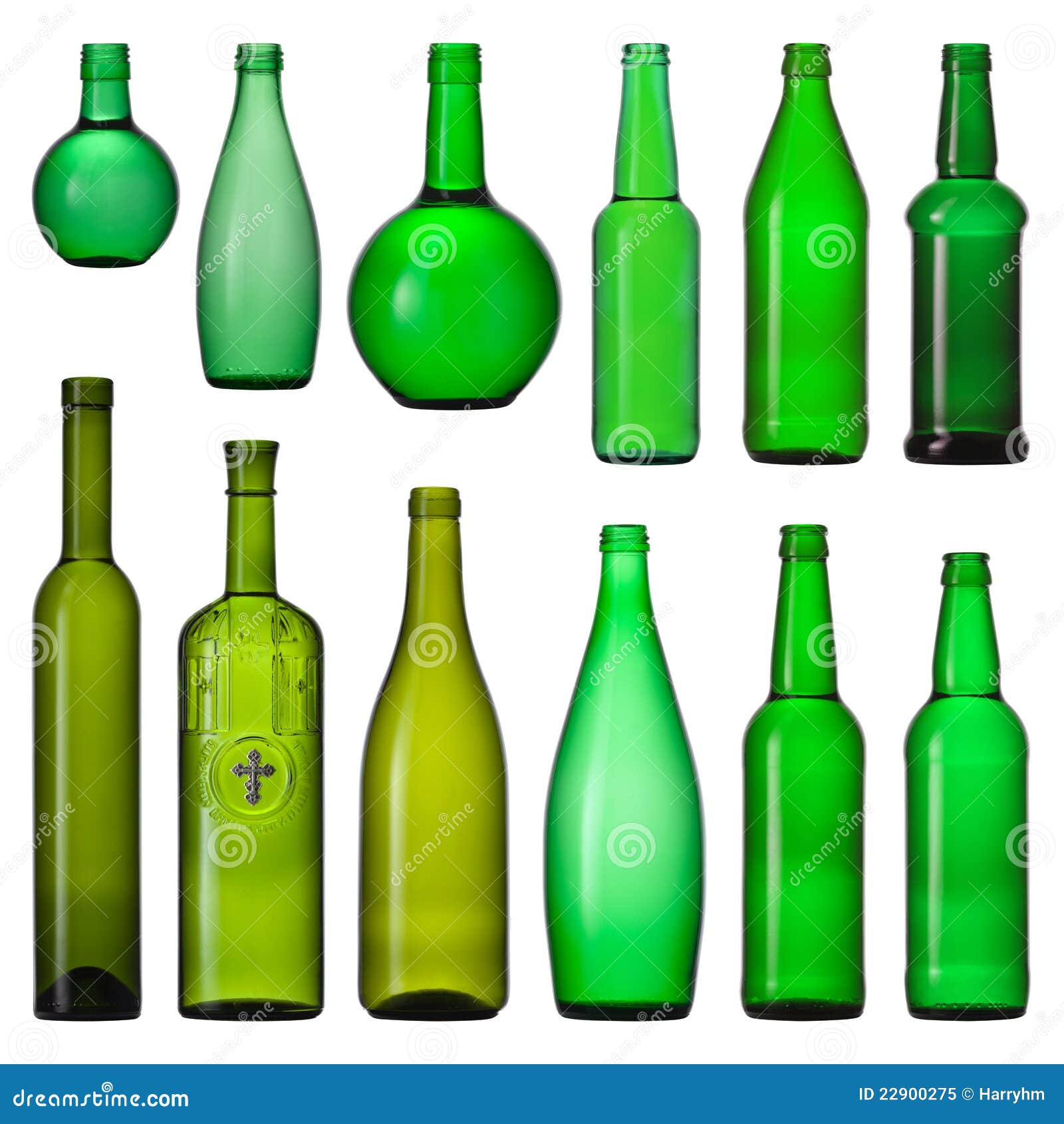 Conjunto De Botellas De Cristal Verdes Imagen de archivo - Imagen de ...