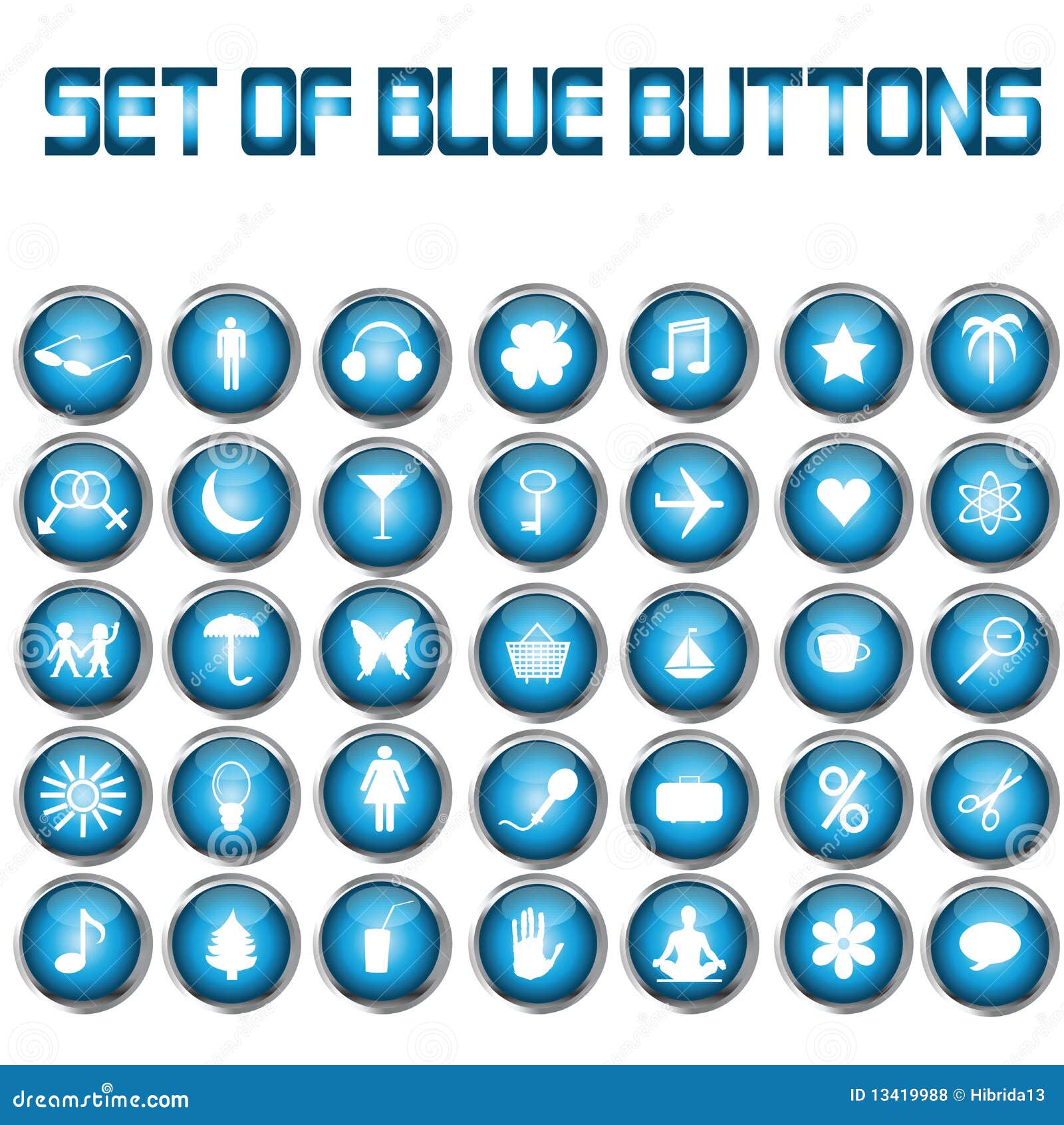 Conjunto de botones azules stock de ilustración. Ilustración de reloj ...