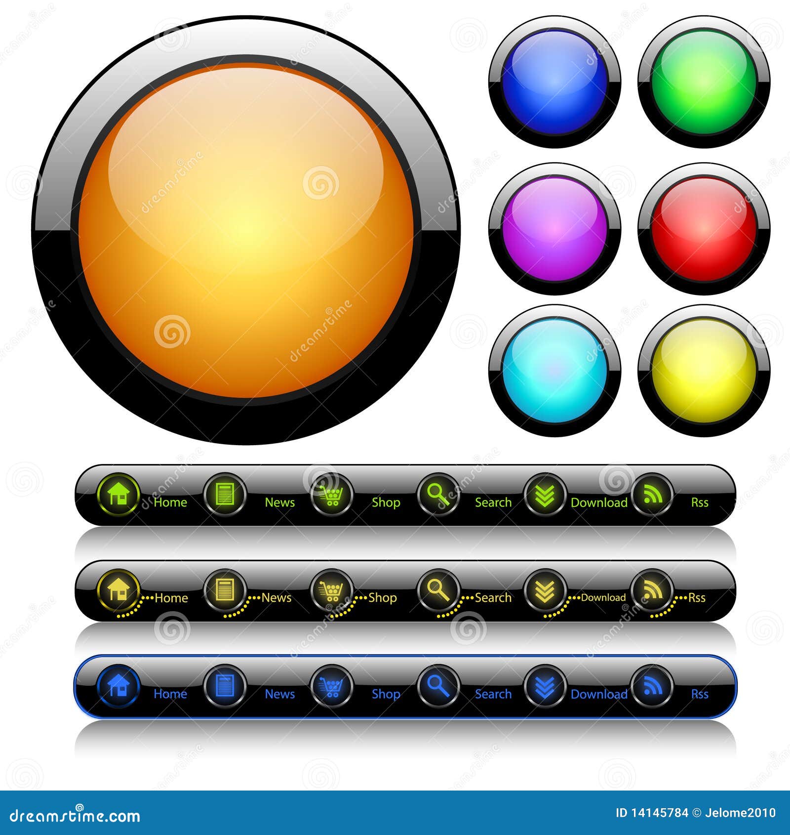 Conjunto De Botones Brillantes Del Vector Ilustración del Vector ...