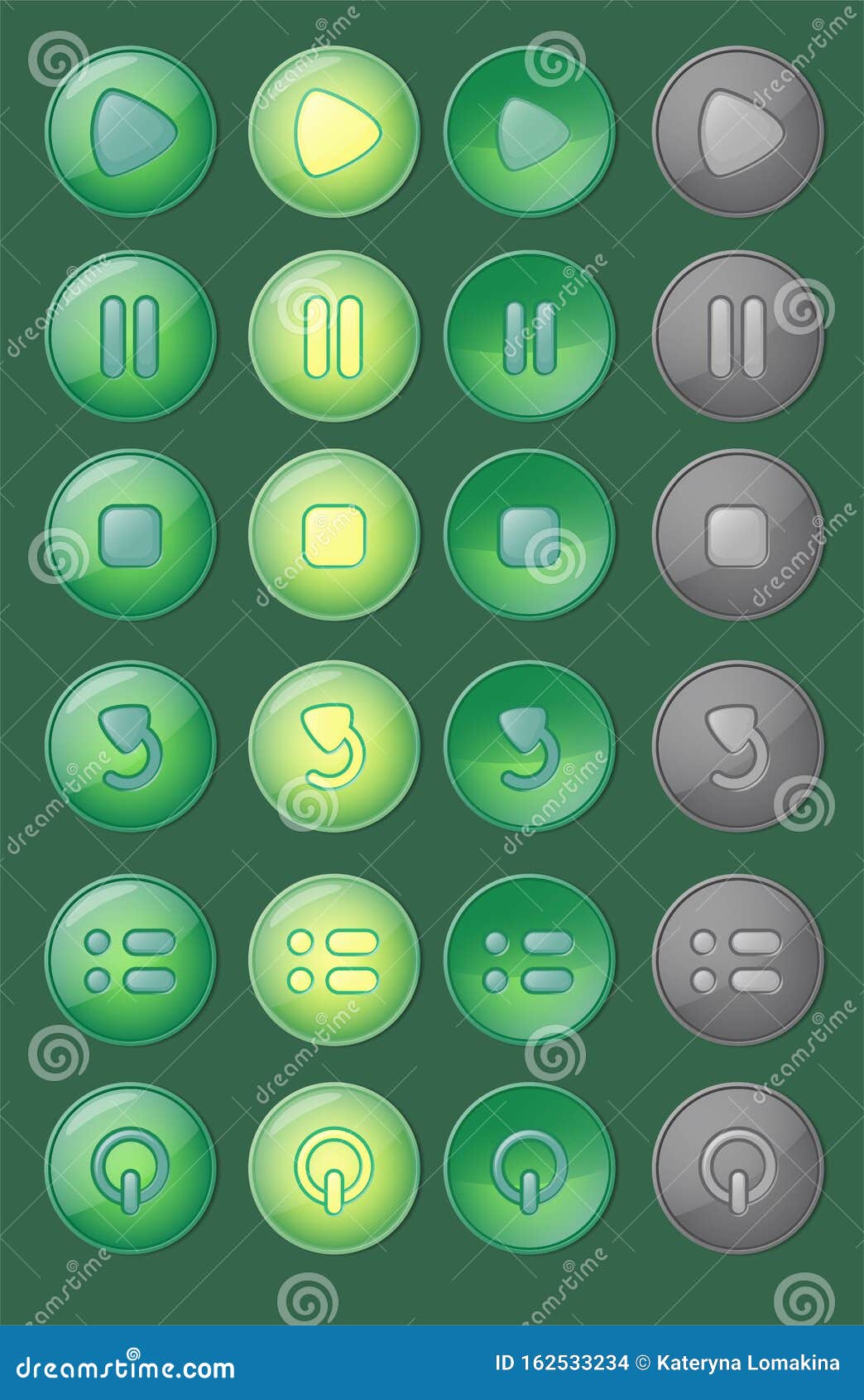 Conjunto De Botones Coloridos De La Interfaz De Usuario Ilustración del ...