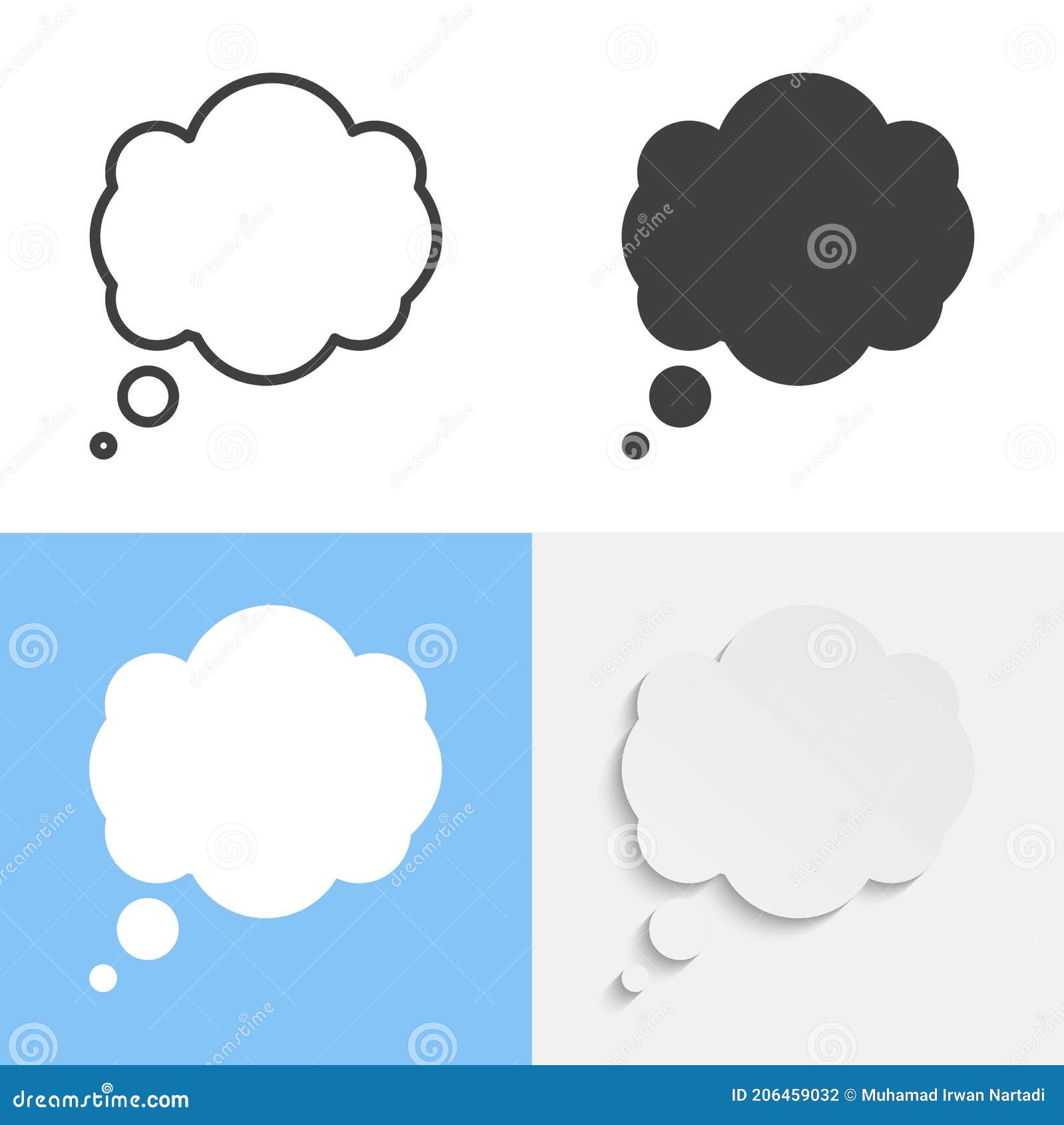 Conjunto De Burbujas De Pensamiento. Plantilla De Icono De Vector ...